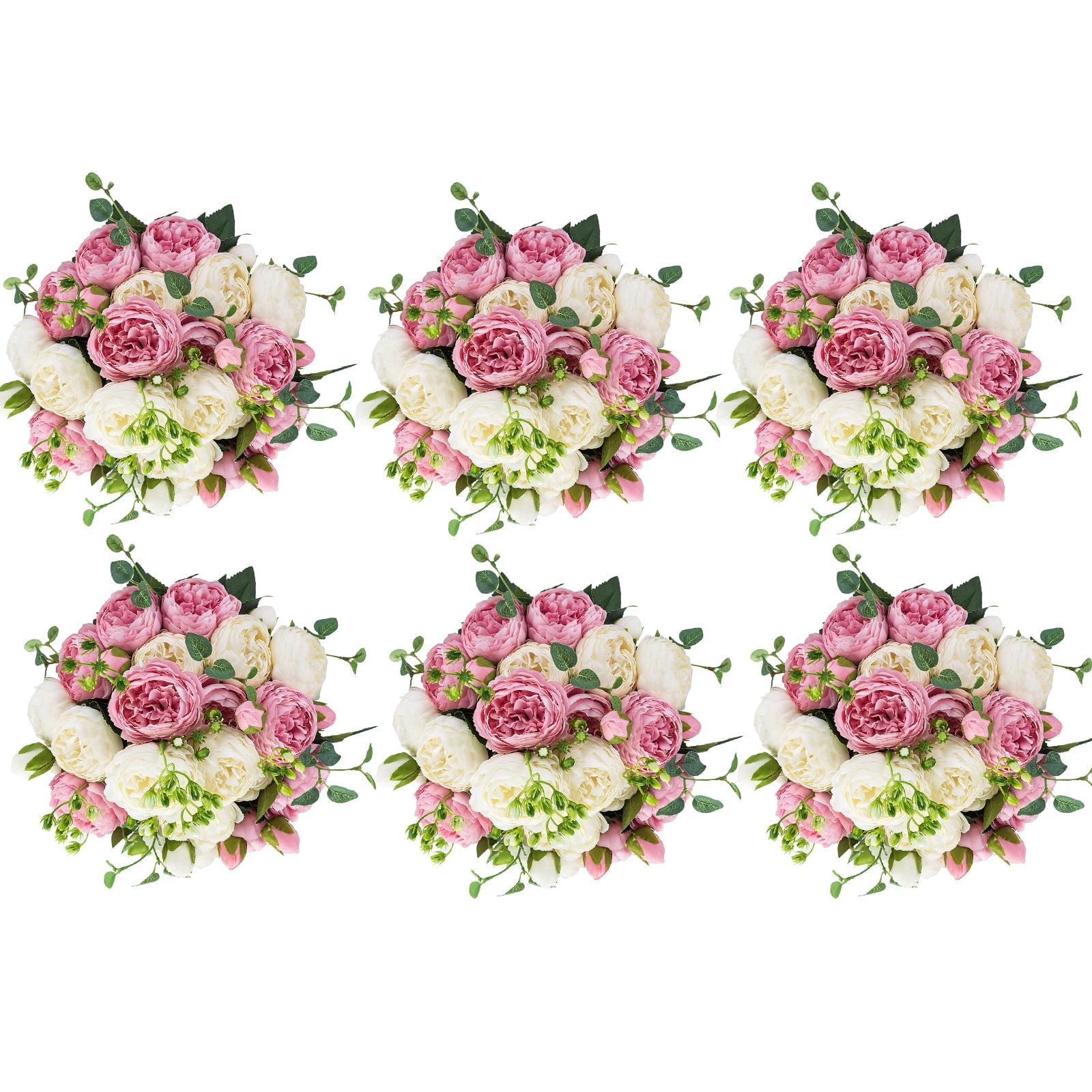 Blosmon Peonies Artificial Flowers for Wedding 24 Bunches of Silk Faux ...
