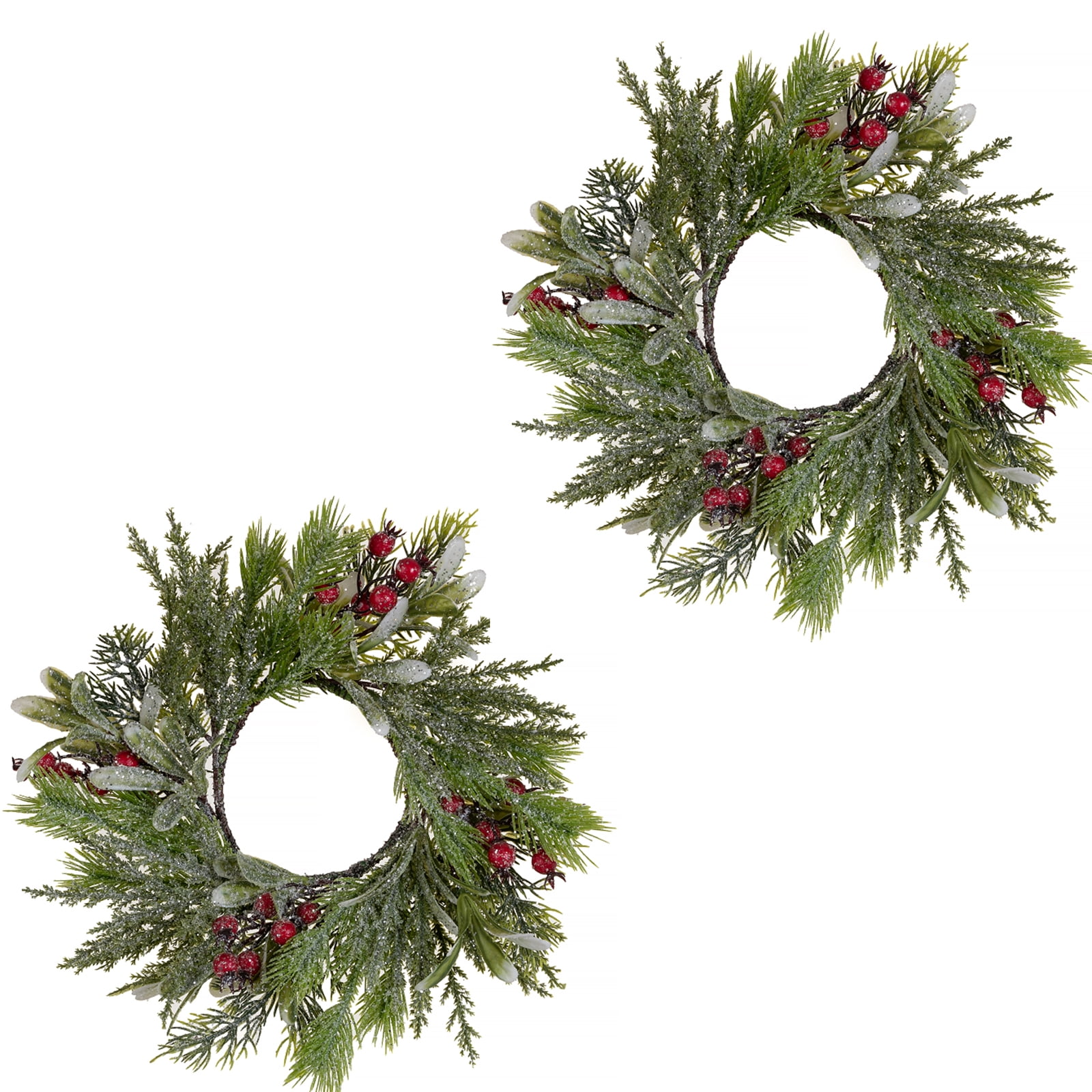 Blosmon Small Christmas Wreath 12 Inch Faux Cedar Wreath Artificial ...