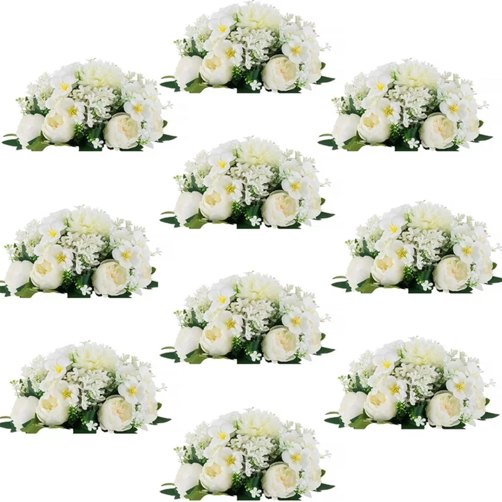 Blosmon Set of 10 Decor Faux Silk White Artificial Flowers, DIY Wedding ...