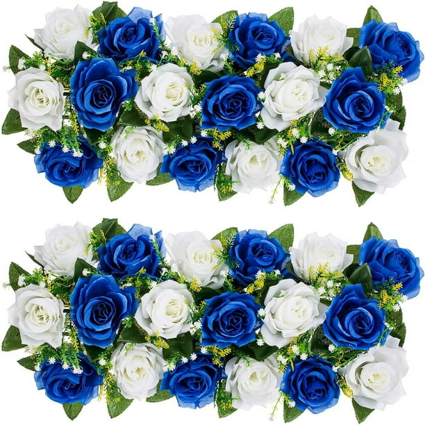 Blosmon Wedding Dining Table Flower Centerpieces 2 Pcs Royal Blue ...