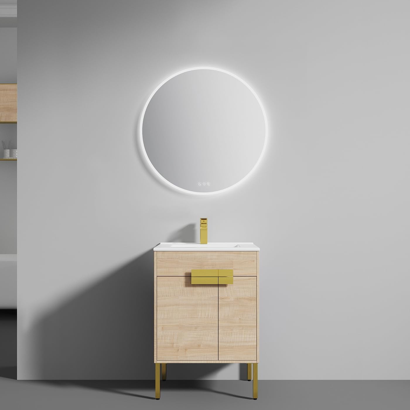 Blossom Bari 24" Freestanding Vanity | Maple Finish | Solid Wood Cabinet with Ceramic Sink ...