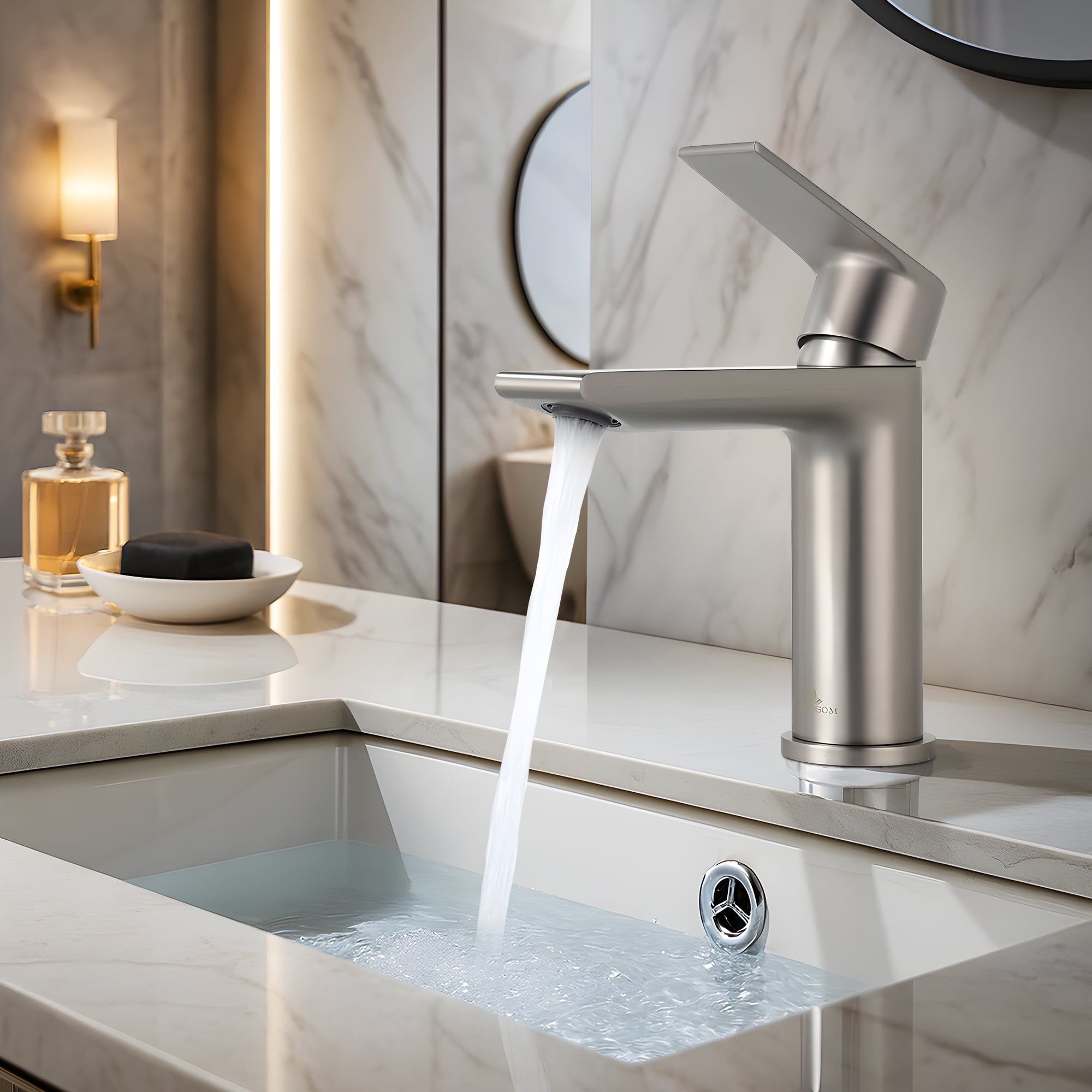 Blossom Bathroom Sink Faucet – Single Handle Brass Lavatory Tap with ...