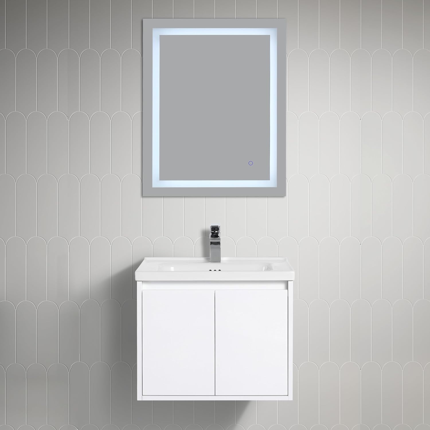 Blossom Bern 24" Floating Vanity, Glossy White, Ceramic Sink, Soft ...