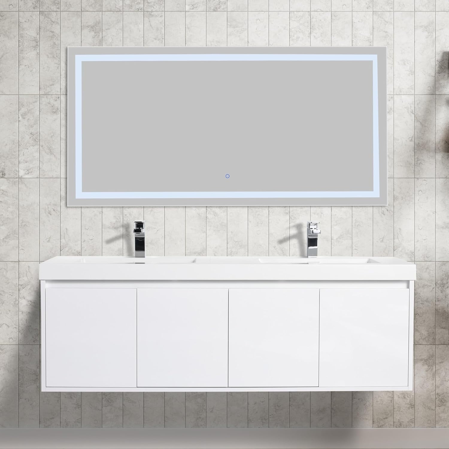Blossom Bern 60" Wall Mounted Bathroom Vanity with Double Sink ...