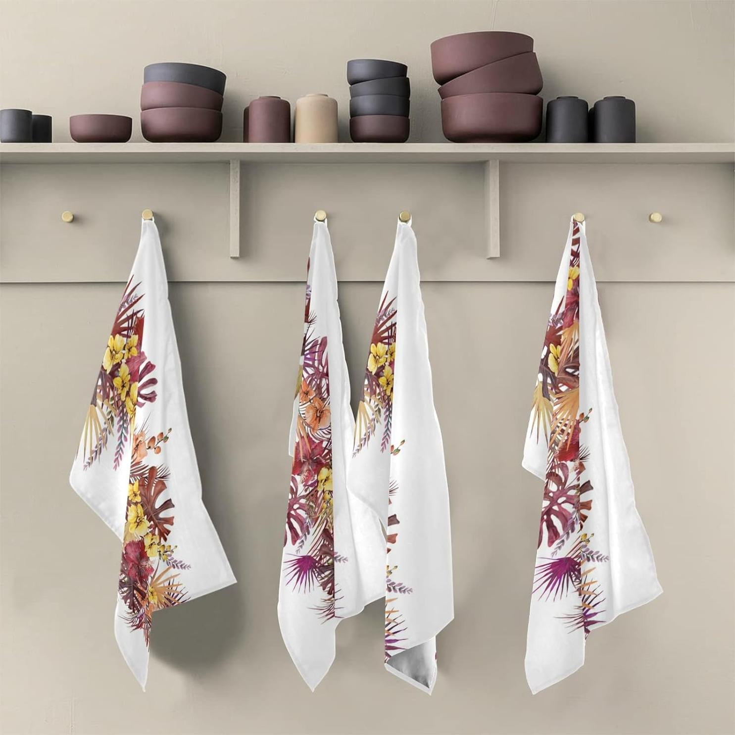 Blossom Branch Kitchen Dish Towels Set of 6 Absorbent Hand Towels, Lint-Free 18"x28" Spring ...