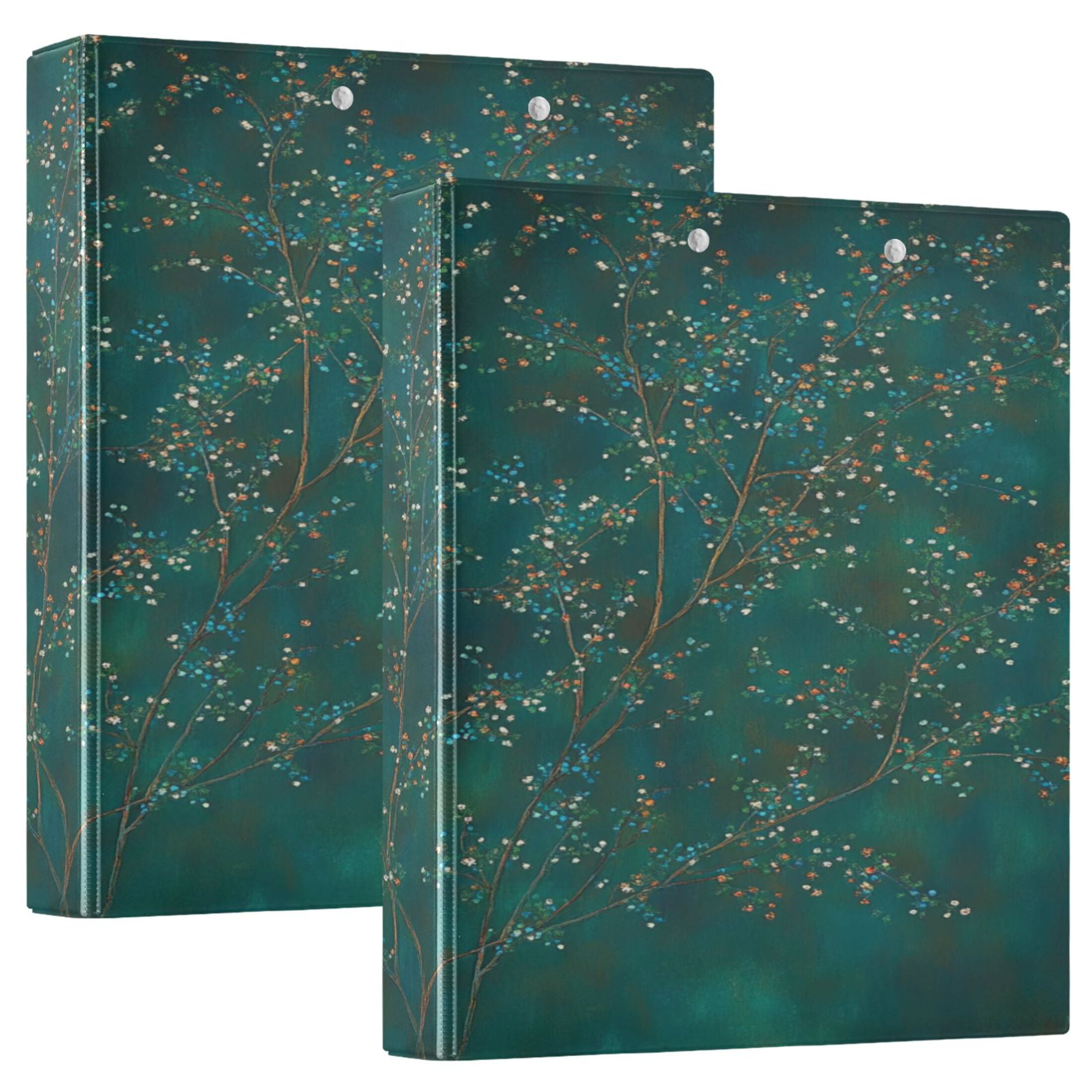 Blossom Branches 12.4x10.6in PVC Round Ring Binders, 2-Pack, D-Ring 3 ...