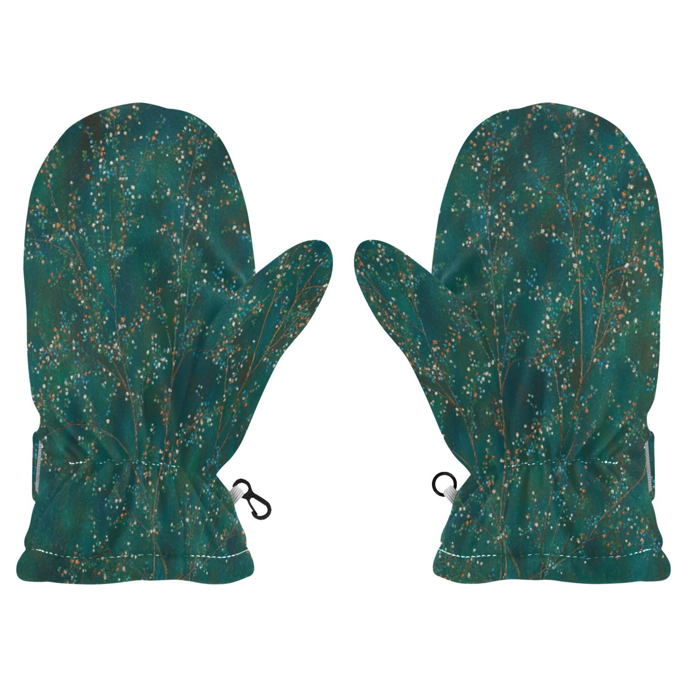 Blossom Branches Witch Cauldron Pattern Cold Weather Mittens Cozy ...