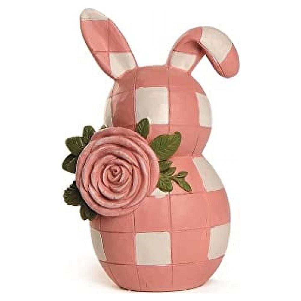Blossom Bucket 221-13374 Pink Checkered Rabbit Figurine, 3.75-inch ...