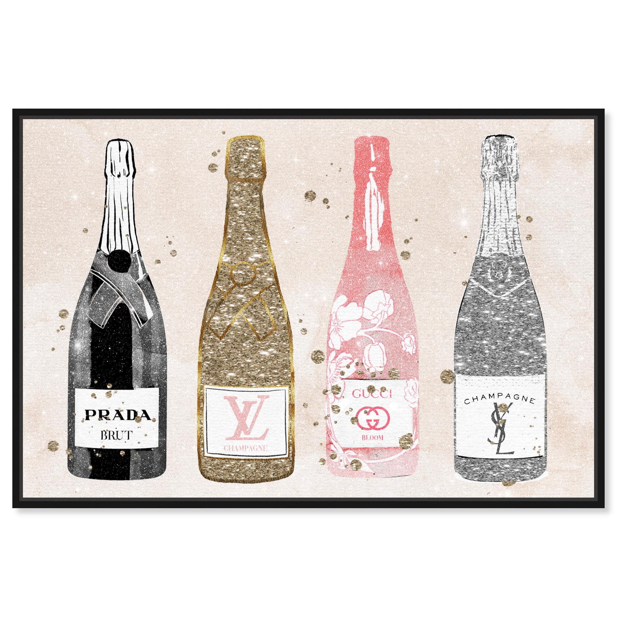 Blossom Champagne Line Up Canvas Fashion Art Prints by Art Remedy ...