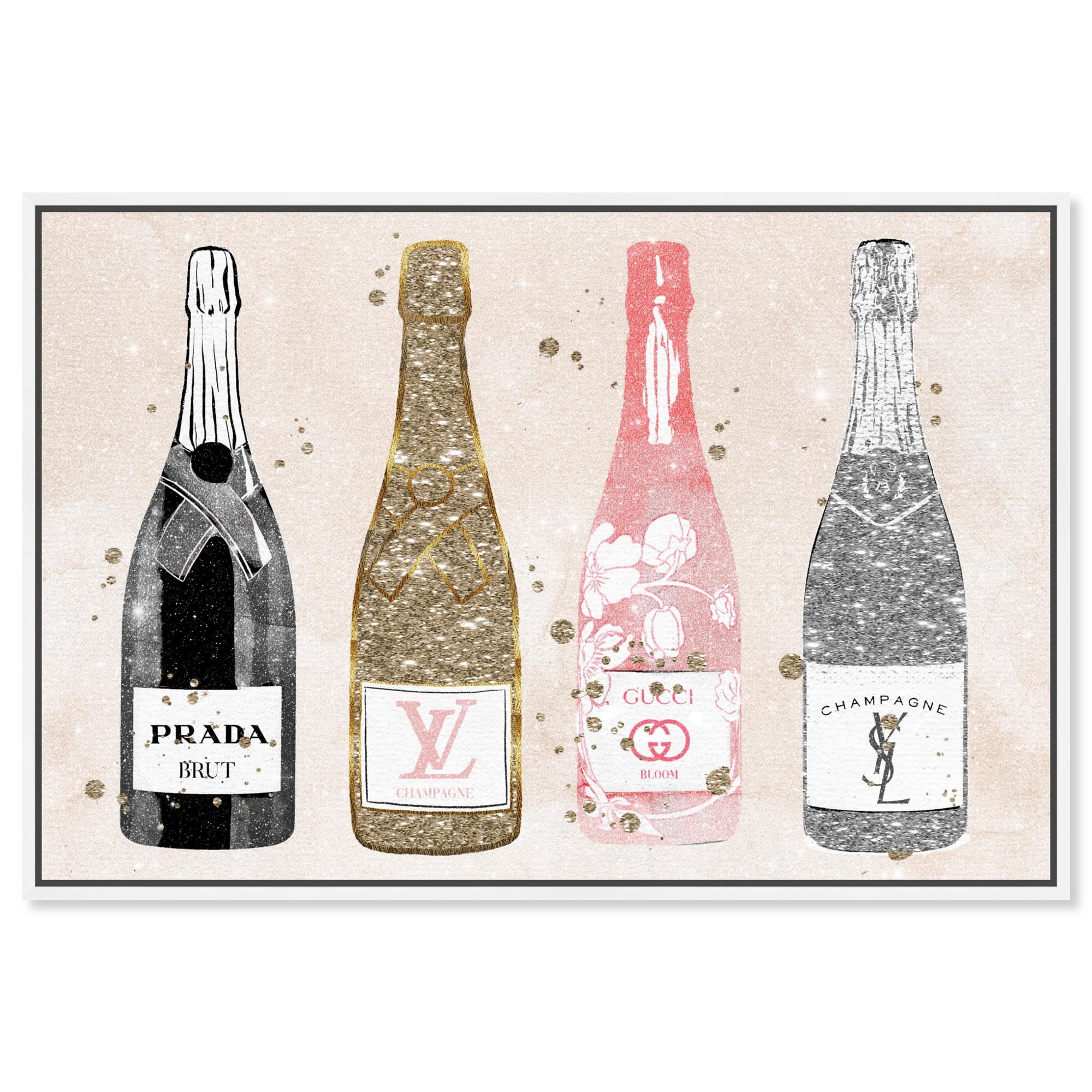 Blossom Champagne Line Up Canvas Fashion Art Prints by Art Remedy ...