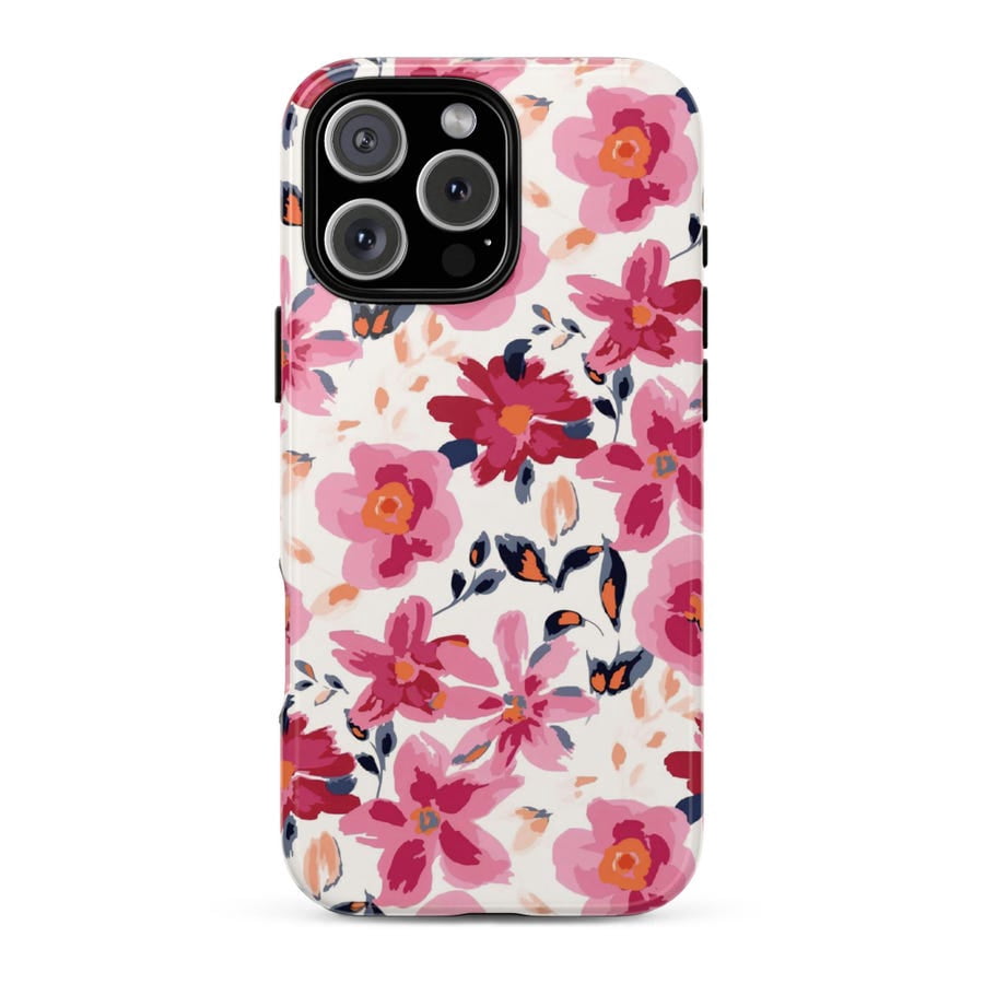 Blossom Crush Pink Floral Case for iPhone 11 12 13 14 15 16 17 Pro Max ...