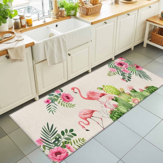 Blossom Flower Flamingo Cactus Rectangle Rug 2'x6' Peony Tropical ...