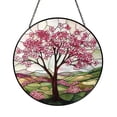 Blossom Forest Scene Stained Glass Suncatcher, Round Decorative Window ...