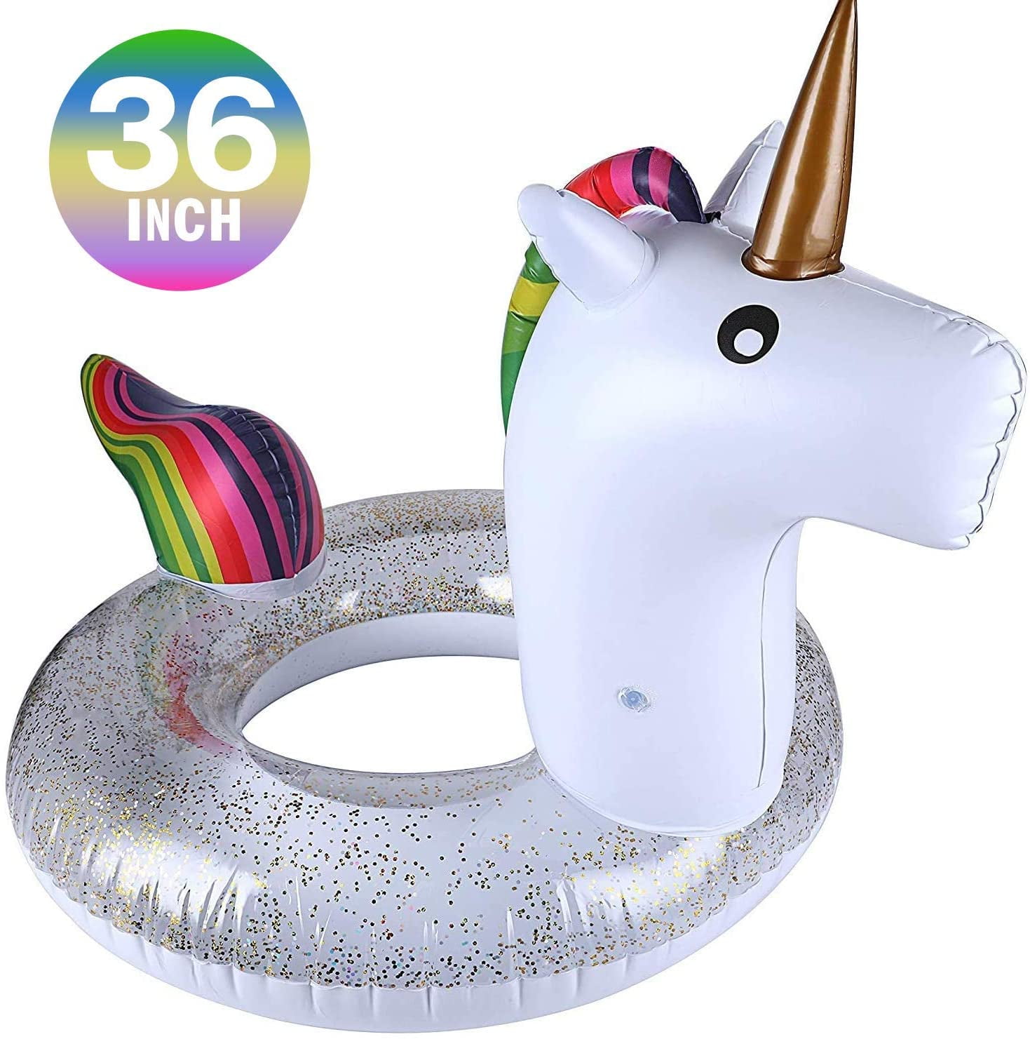 Blossom Glitter Sequins Animal Pool Floats, Inflatable Unicorn Ring ...