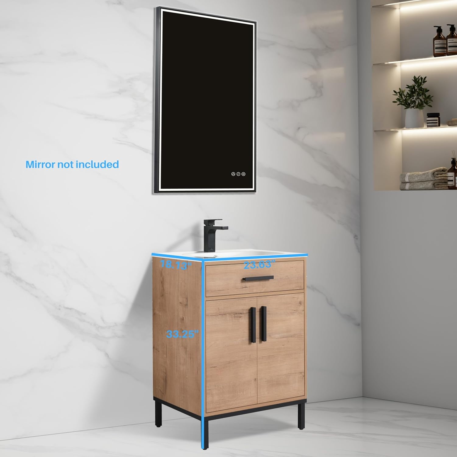 Blossom Lisbon 24" Freestanding Vanity w/ SMC Sink | Classic Oak | All ...