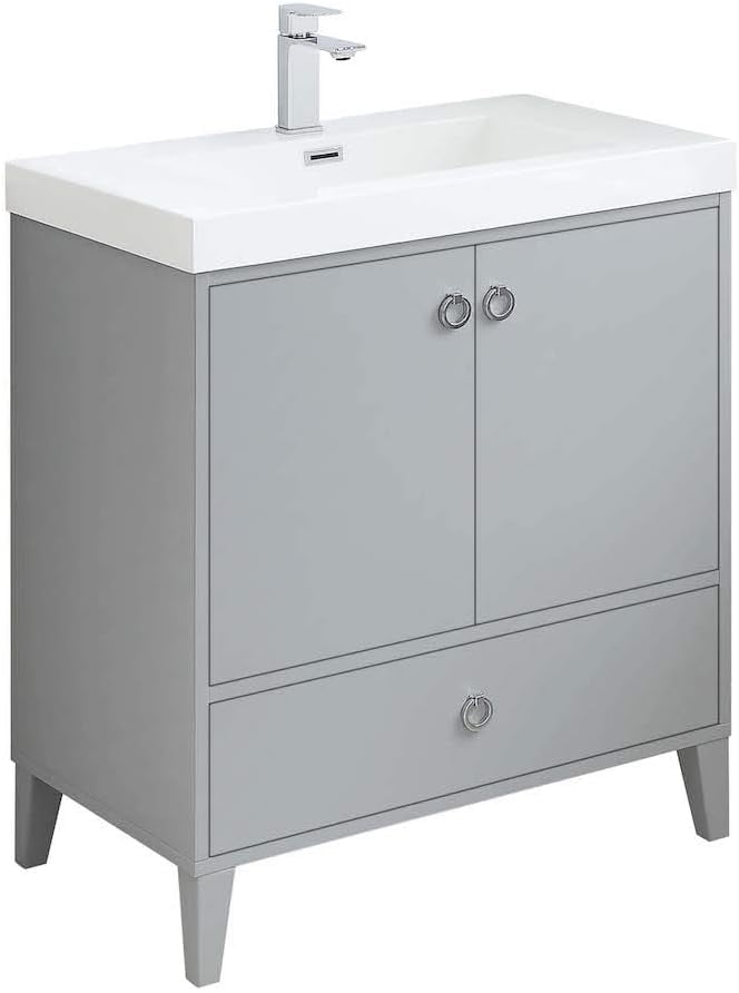 Blossom Lyon 30″ Vanity | Metal Grey | Acrylic Sink | Waterproof PVC ...