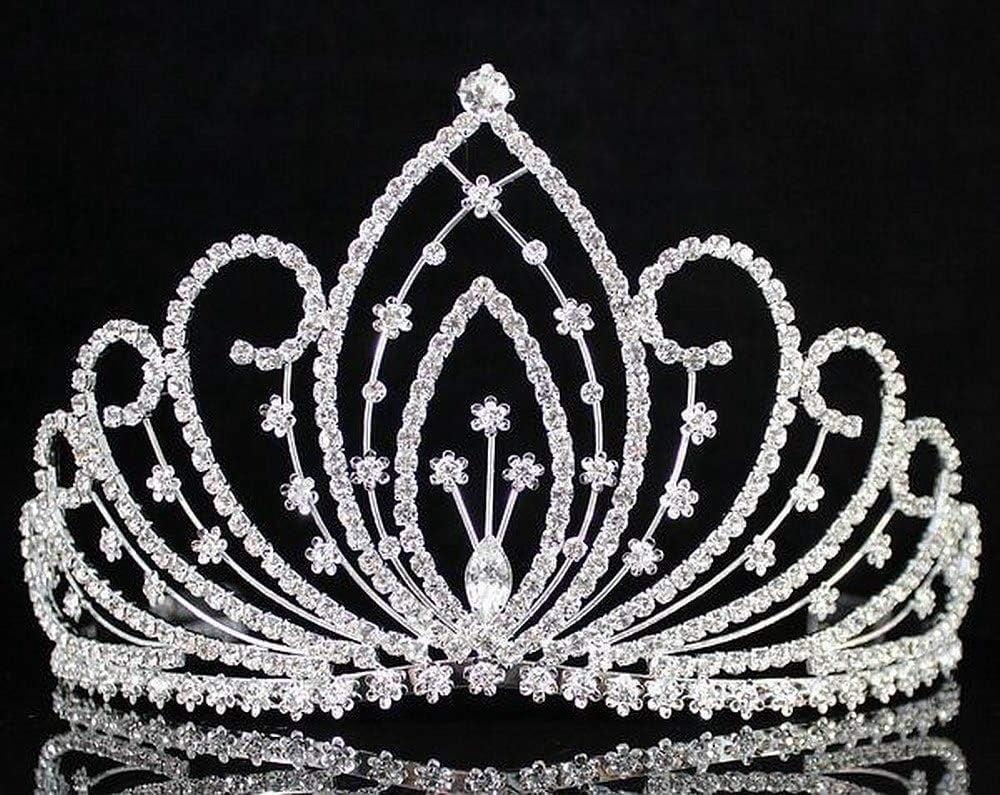 Blossom Pageant Rhinestone Crystal Metal Tiara Crown With Hair Combs ...