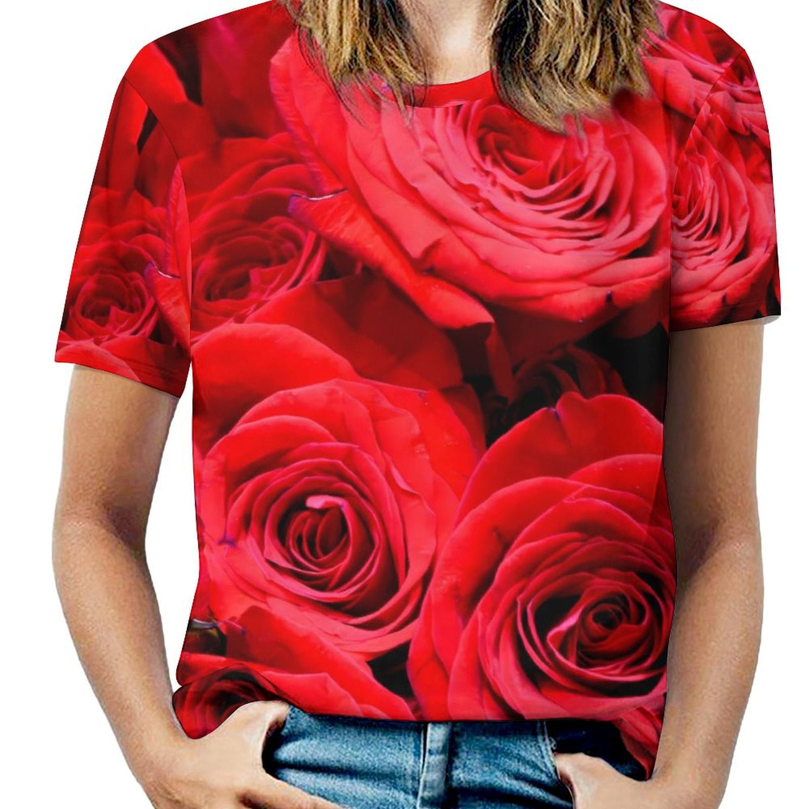 Blossom Rose T-Shirt White Flowers Vintage T Shirts Short Sleeve Street ...