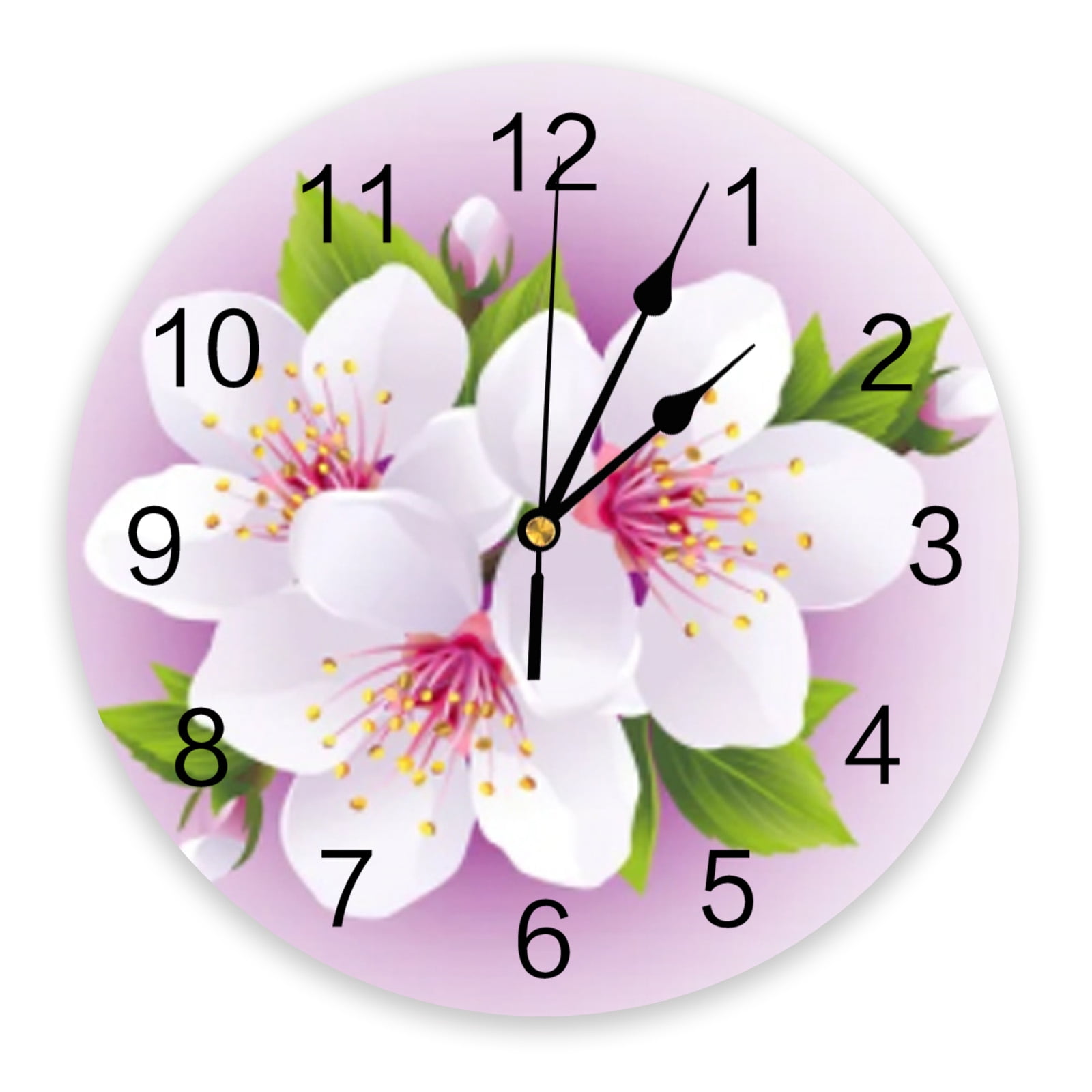 Blossom Sakura Japanese Cherry Tree Digital Wall Watch Mute Table Clock ...