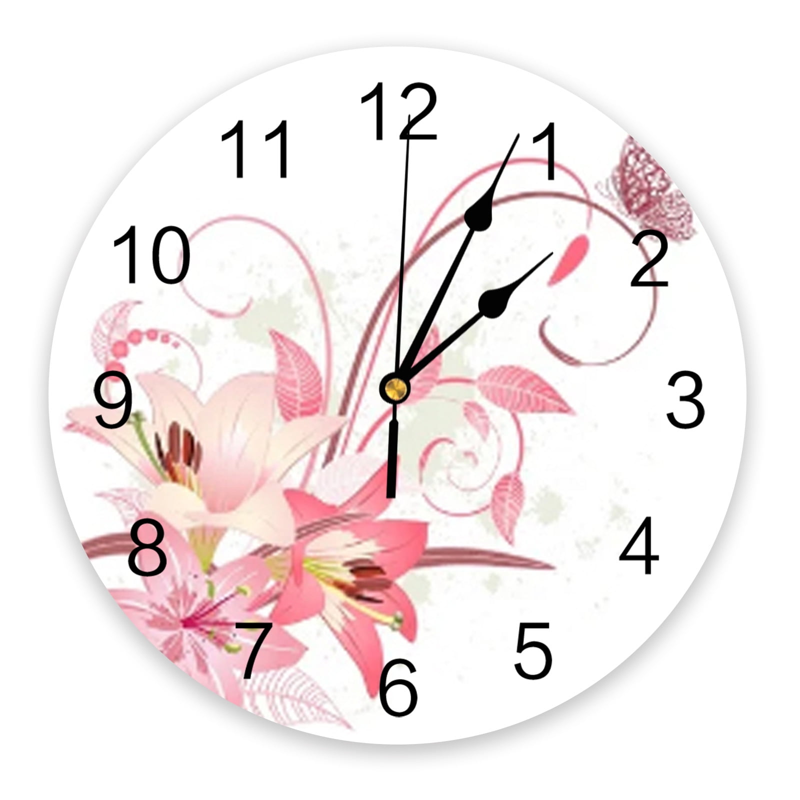 Blossom Sakura Japanese Cherry Tree Digital Wall Watch Mute Table Clock ...