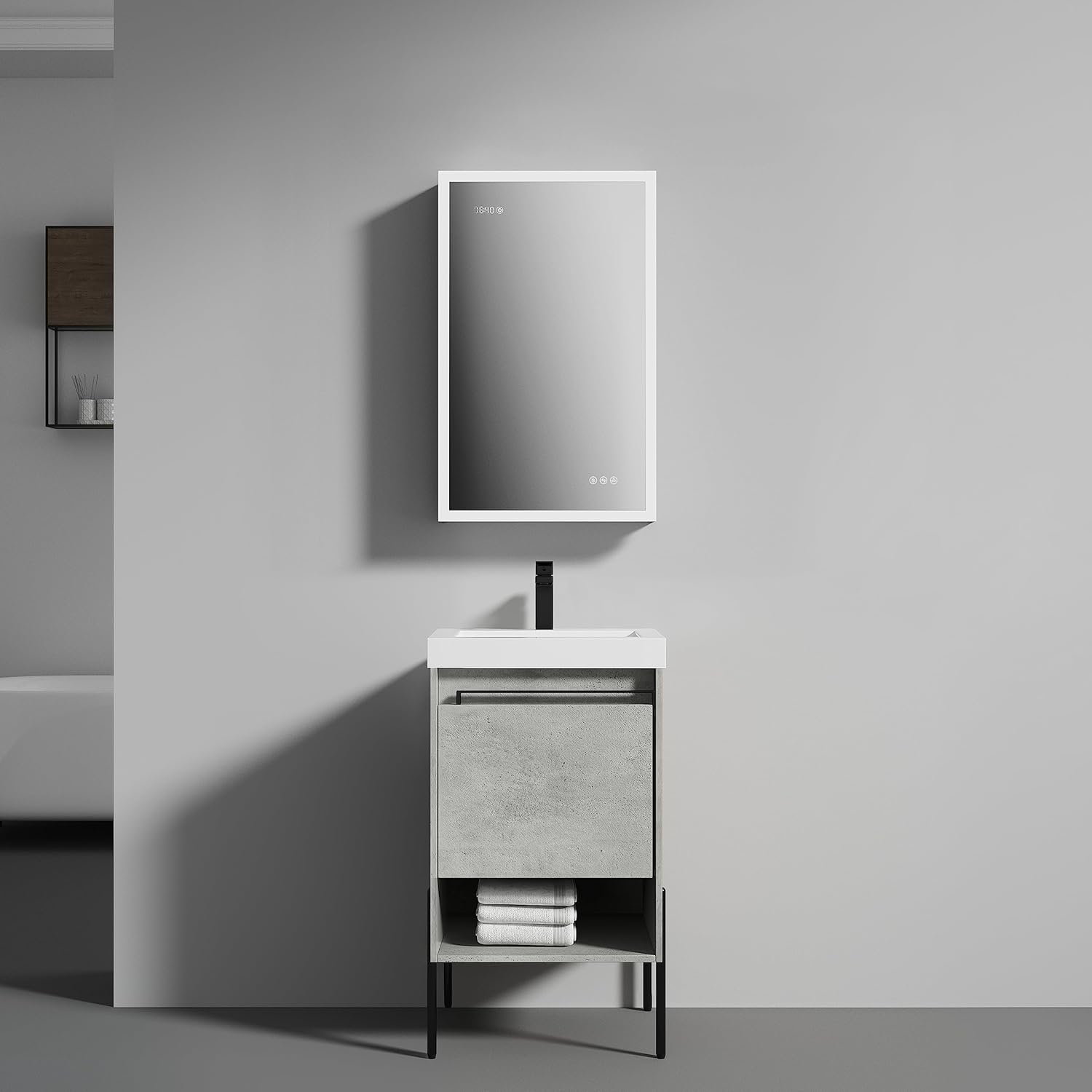 Blossom Turin 20" Vanity with Acrylic Sink | Plain Cement Finish ...