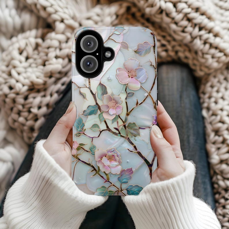 Blossom Wildflowers Tough Phone Case, Floral Stained Glass PRINTED ...