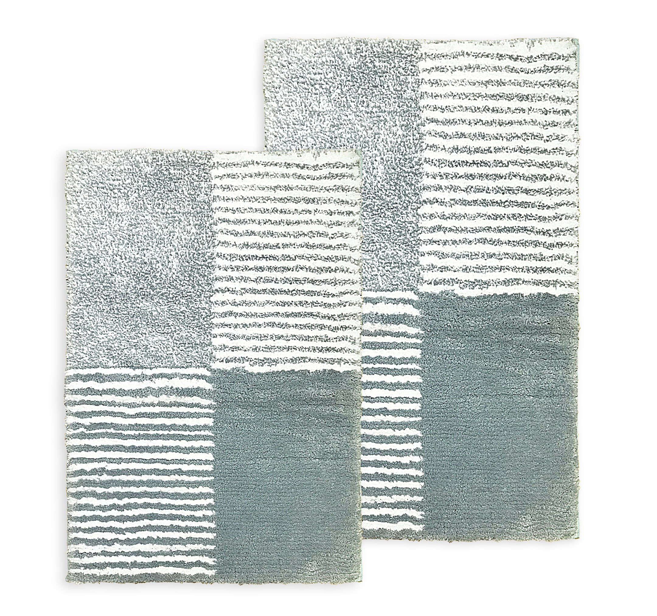 Blossom and Vine Color Block 2 Piece Polyester Bath Rug Set, Green Aqua ...