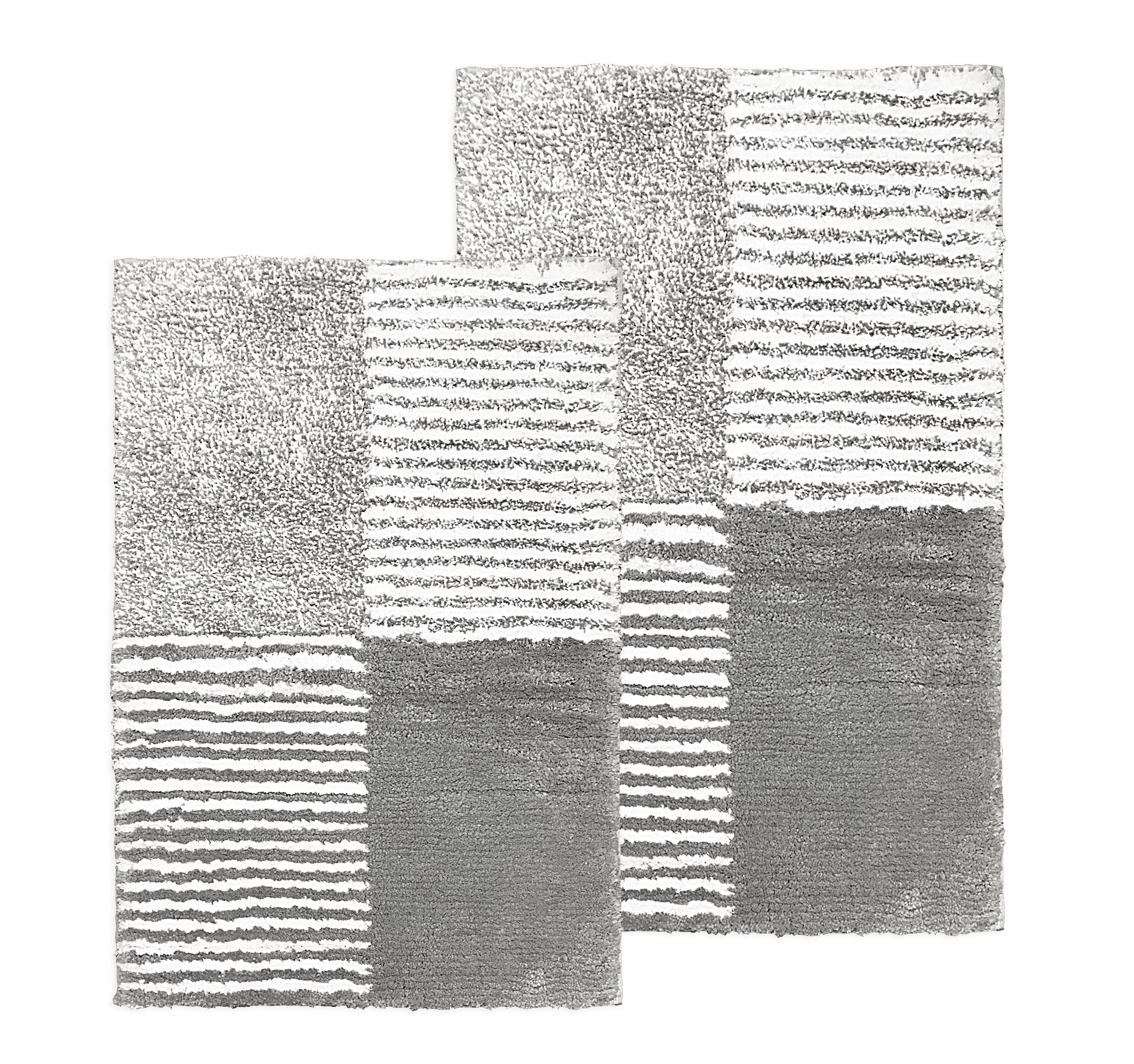 Blossom and Vine Colorblock Traditional Bath Rugs, Gray, 17" x 24", 2 ...