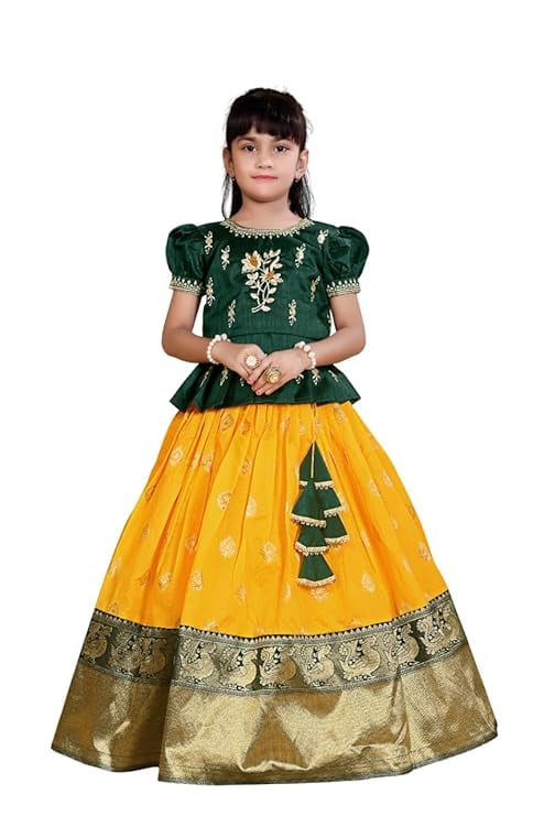 Blossomcraft Girl's Kids Silk Blend Readymade Lehenga Choli - Walmart.com