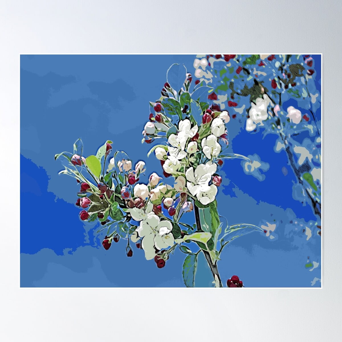 Blossoming Apple Tree, Color Print Poster Wall Art, Modern Wall Decor ...