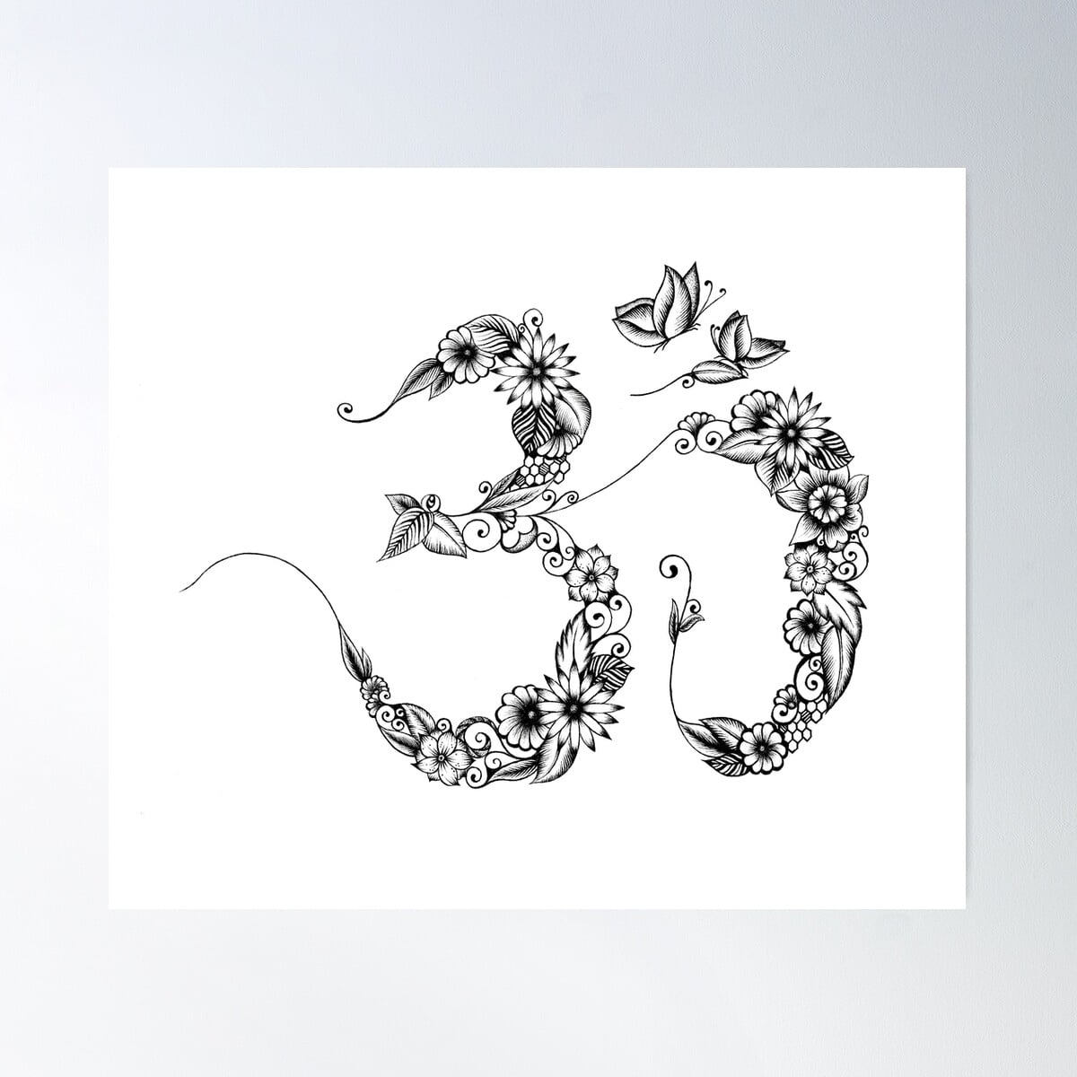 Blossoming Aum Poster Wall Art Modern Wall Decor For Living Room ...