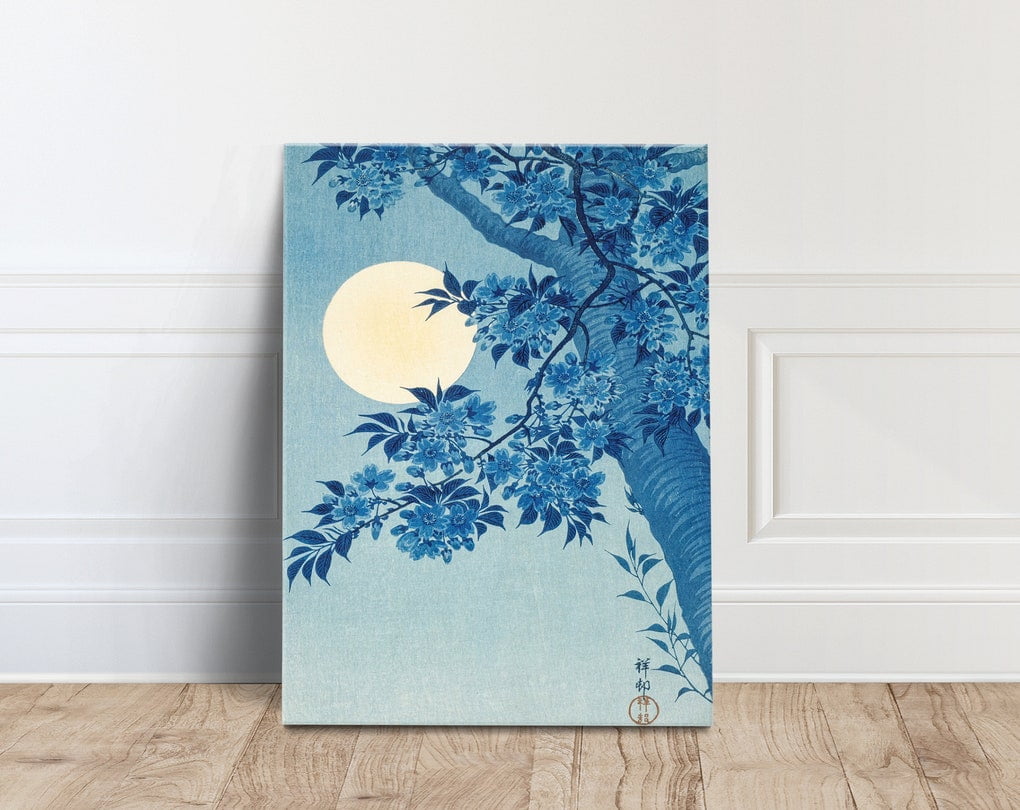 Blossoming Cherry On A Moonlit Night By Ohara Koson, Vintage Poster ...