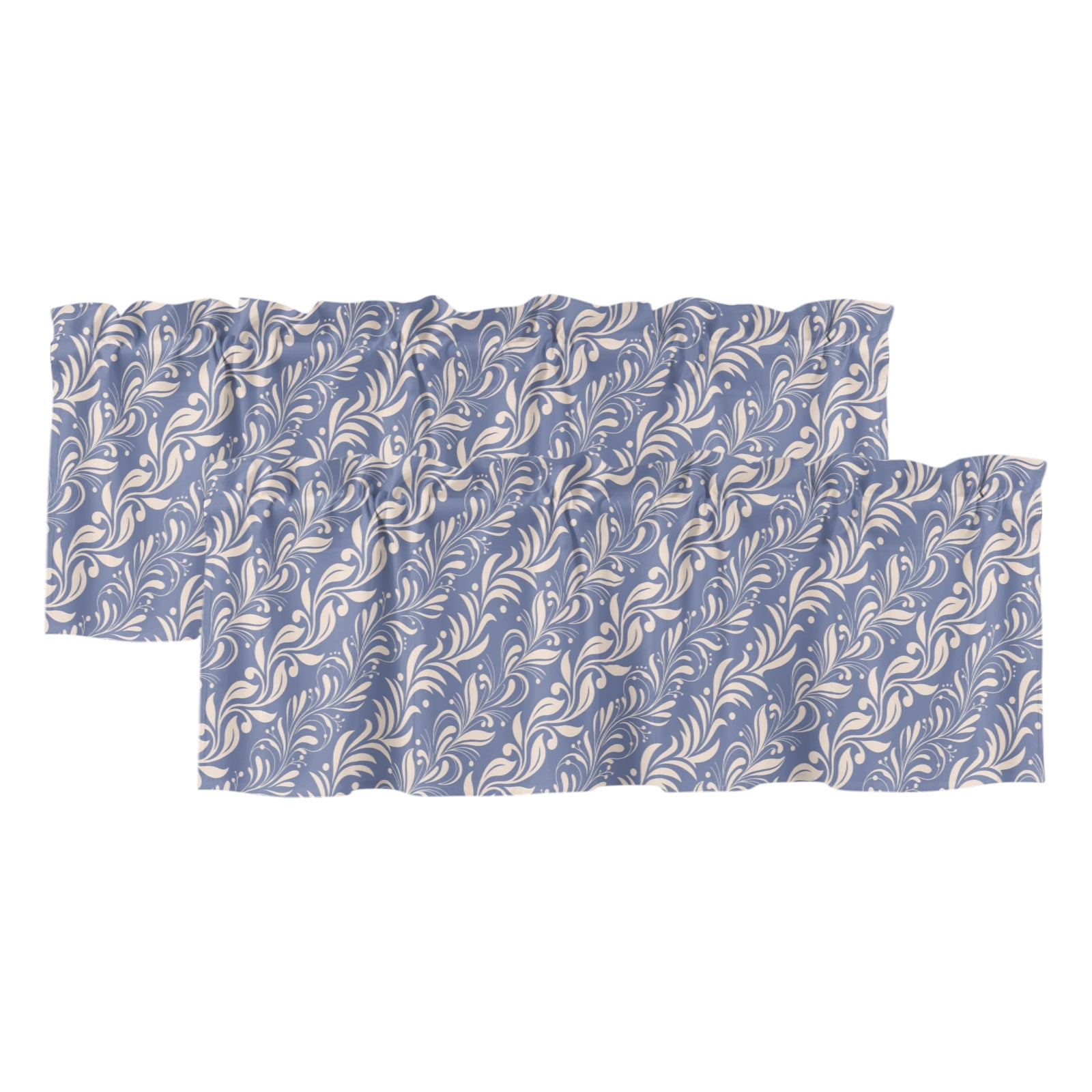 Blossoming Floral Leaf 2 Panels Kitchen Valance, Abstract Polka Dot ...