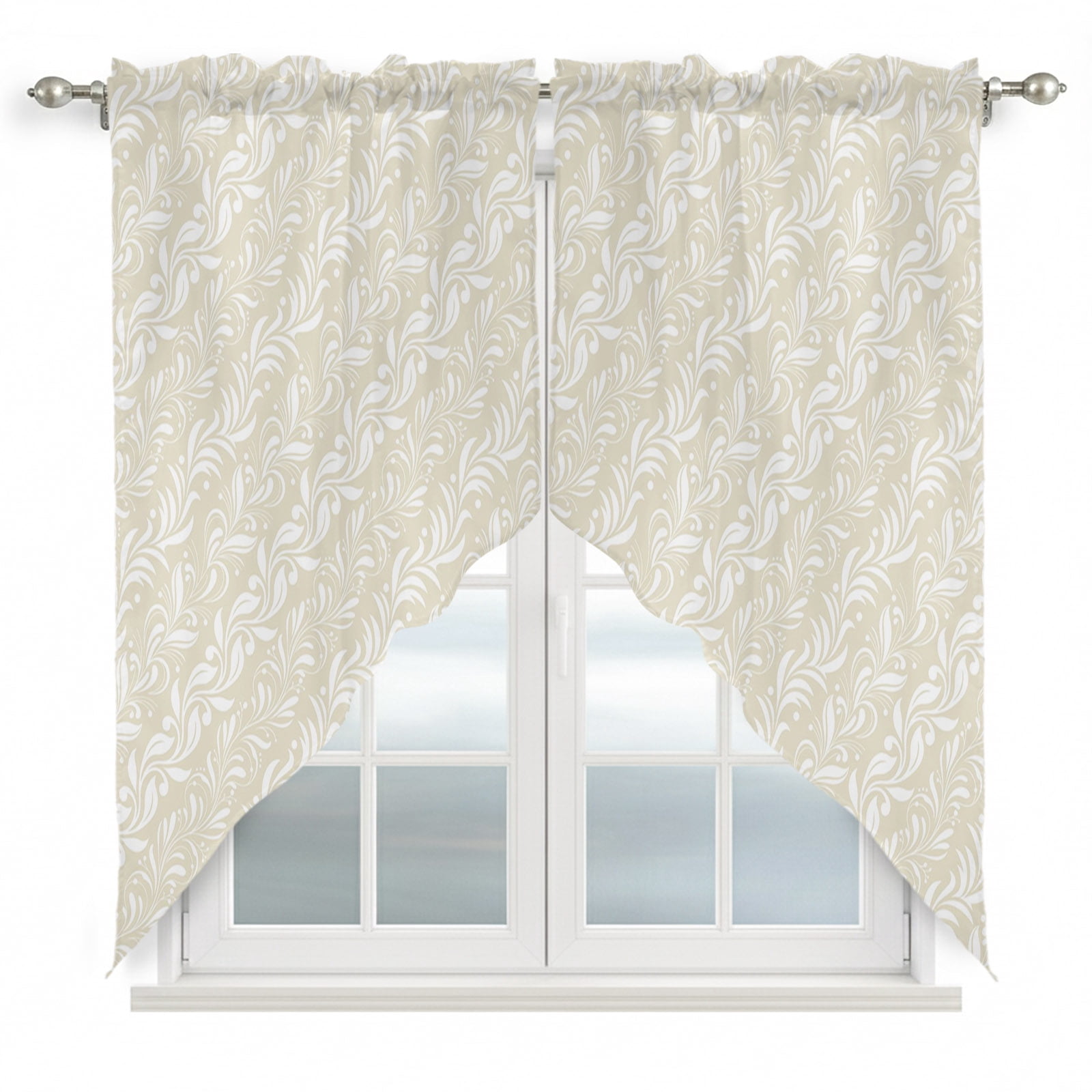 Blossoming Floral Leaf Swag Curtain Valance for Window 2 Panels ...
