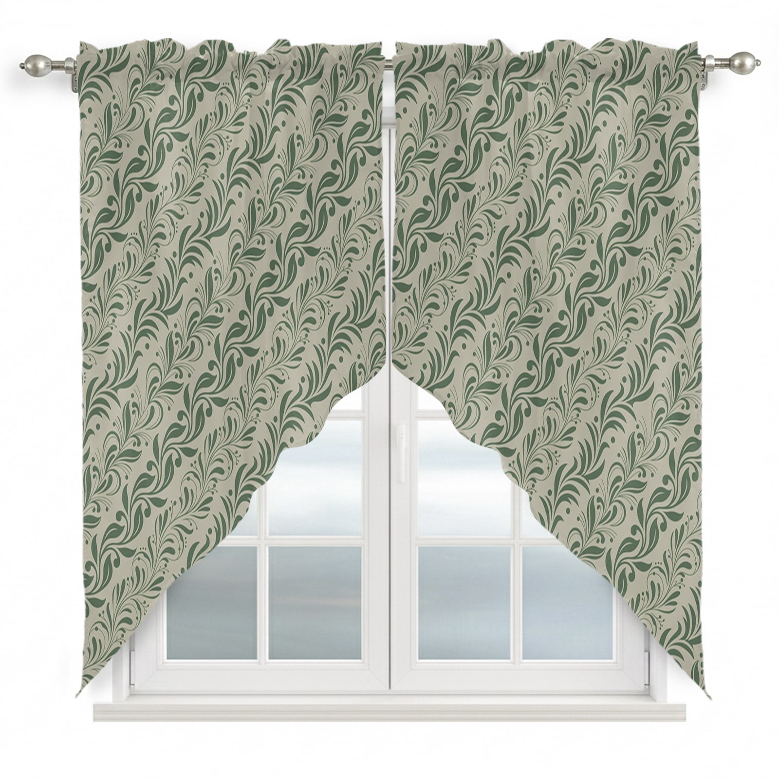 Blossoming Floral Leaf Swag Curtain Valance for Window 2 Panels ...