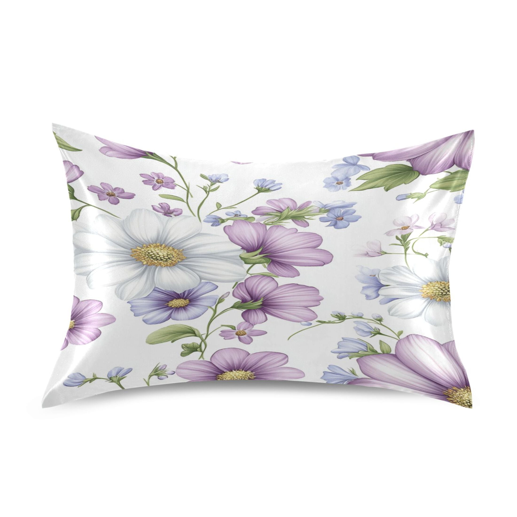 Blossoming Flower Satin Pillowcase 20''x26'' Double-Sided Print Soft ...