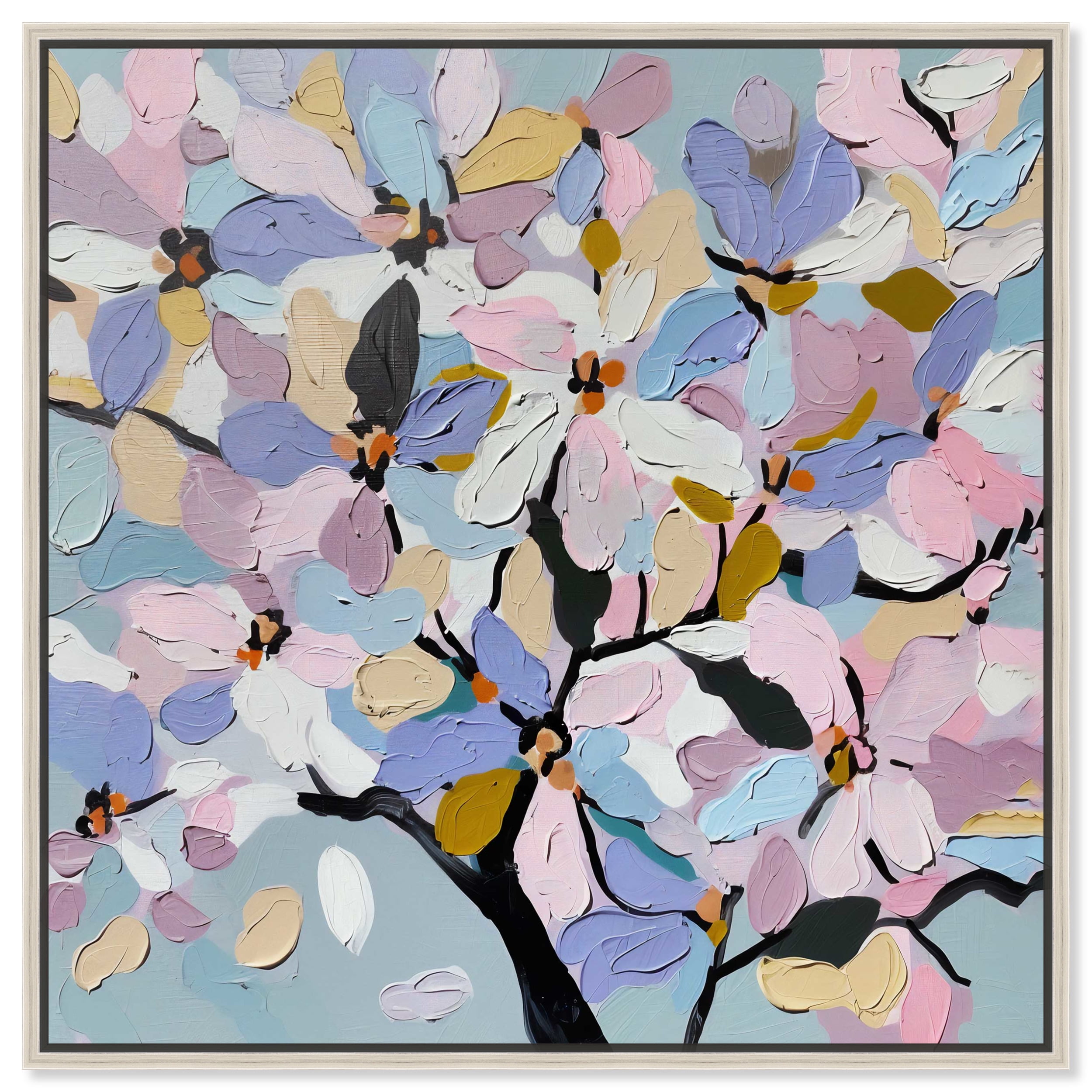 Blossoming In Pastels Abstract Canvas Wall Art by Art Remedy, Silver ...