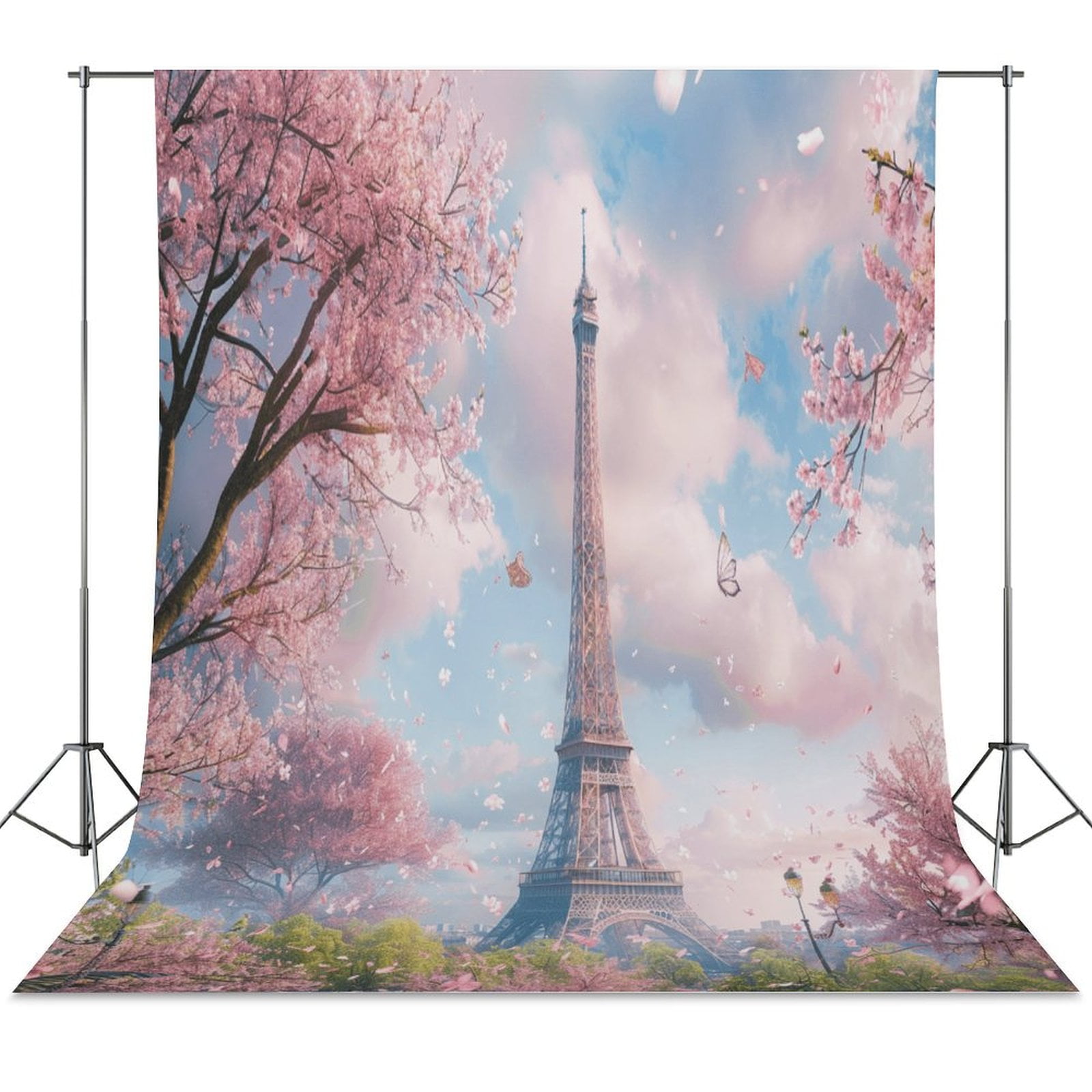 Blossoming Paris Eiffel Tower Backdrop Background for Photography Photo ...