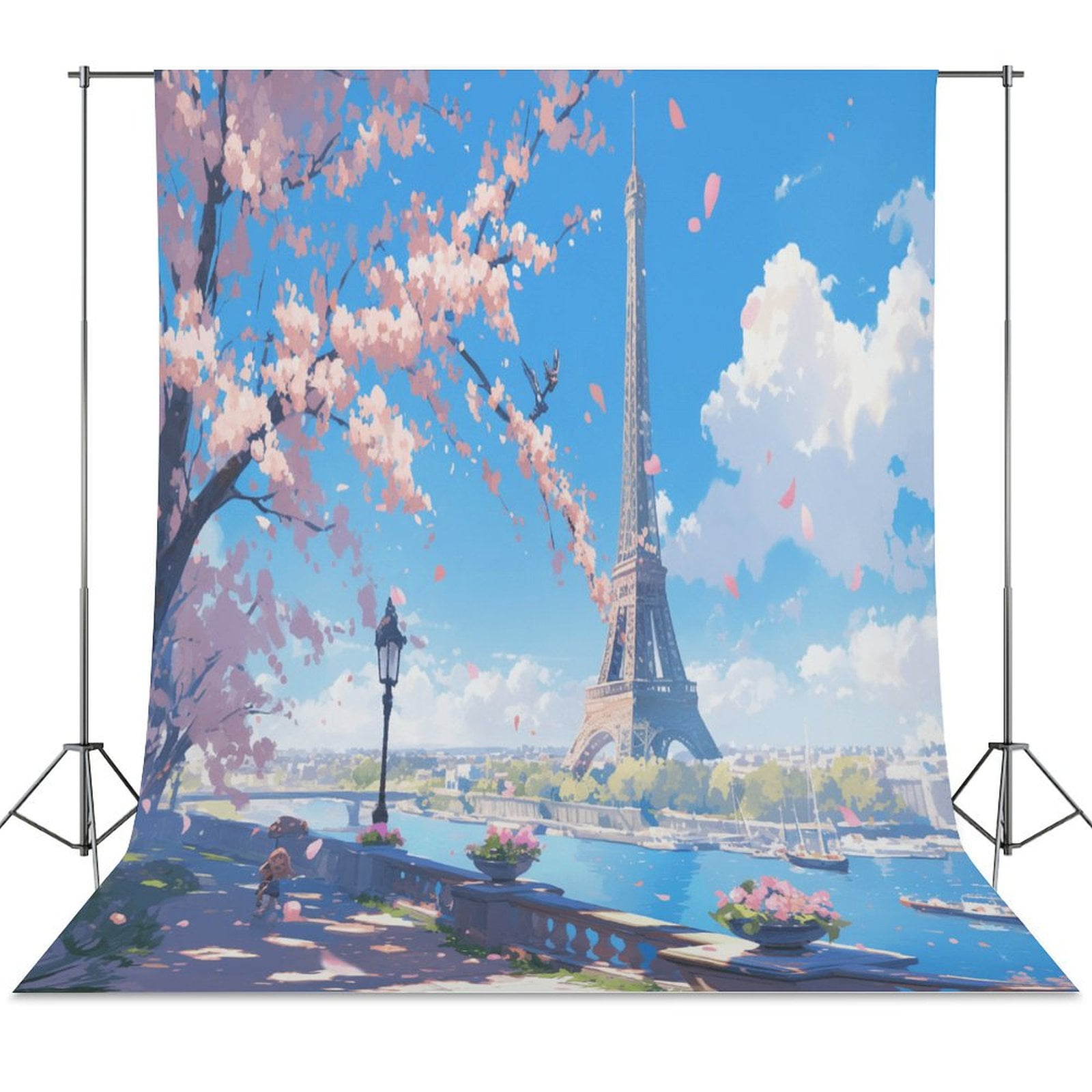 Blossoming Paris Eiffel Tower Backdrop Background for Photography Photo ...