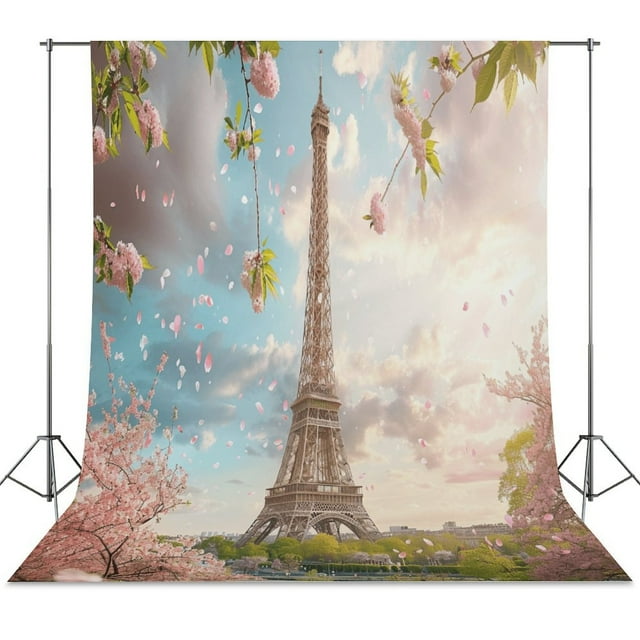 Blossoming Paris Eiffel Tower Backdrops for Photography for Party ...