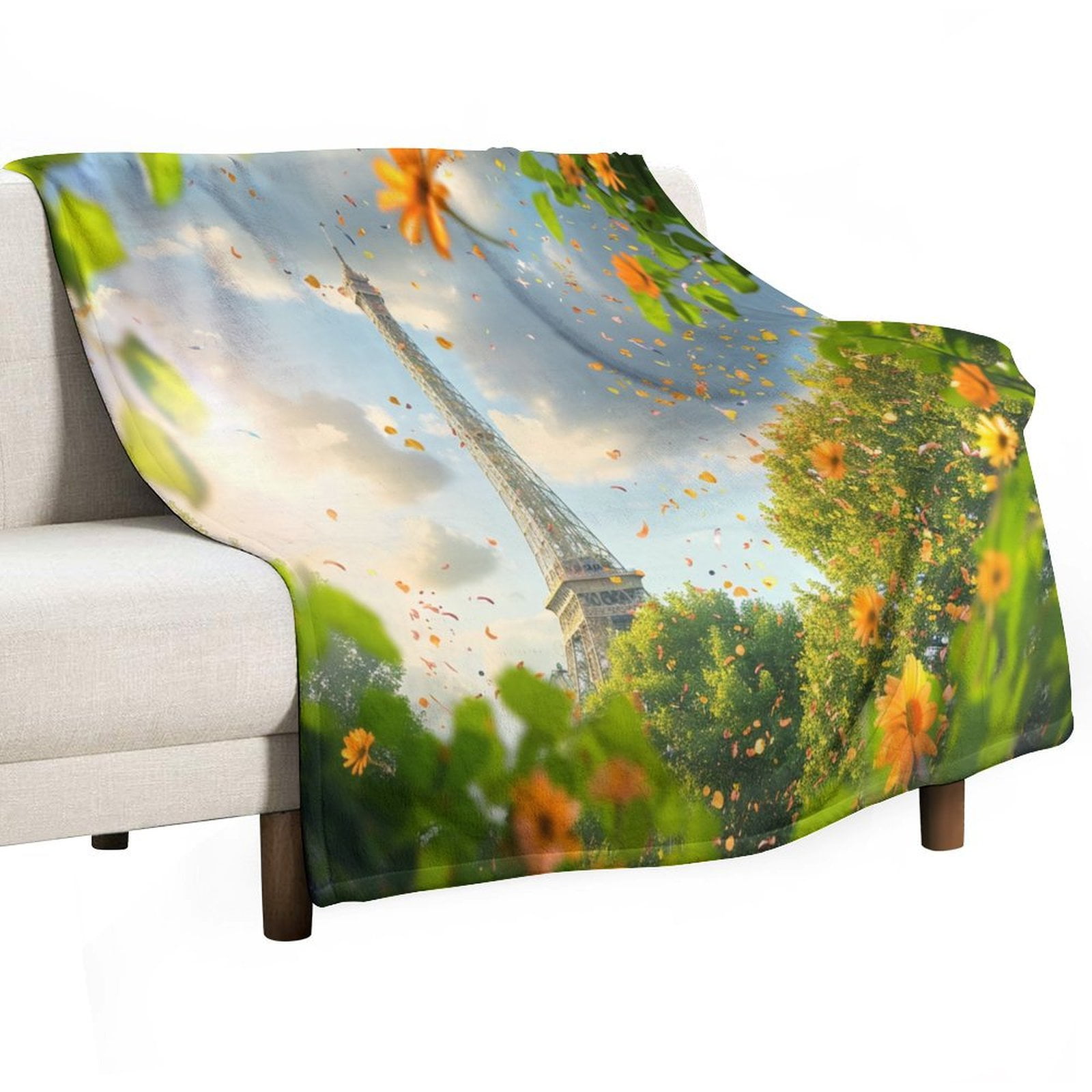 Blossoming Paris Eiffel Tower Blanket for Bed Throw Blanket for Women ...