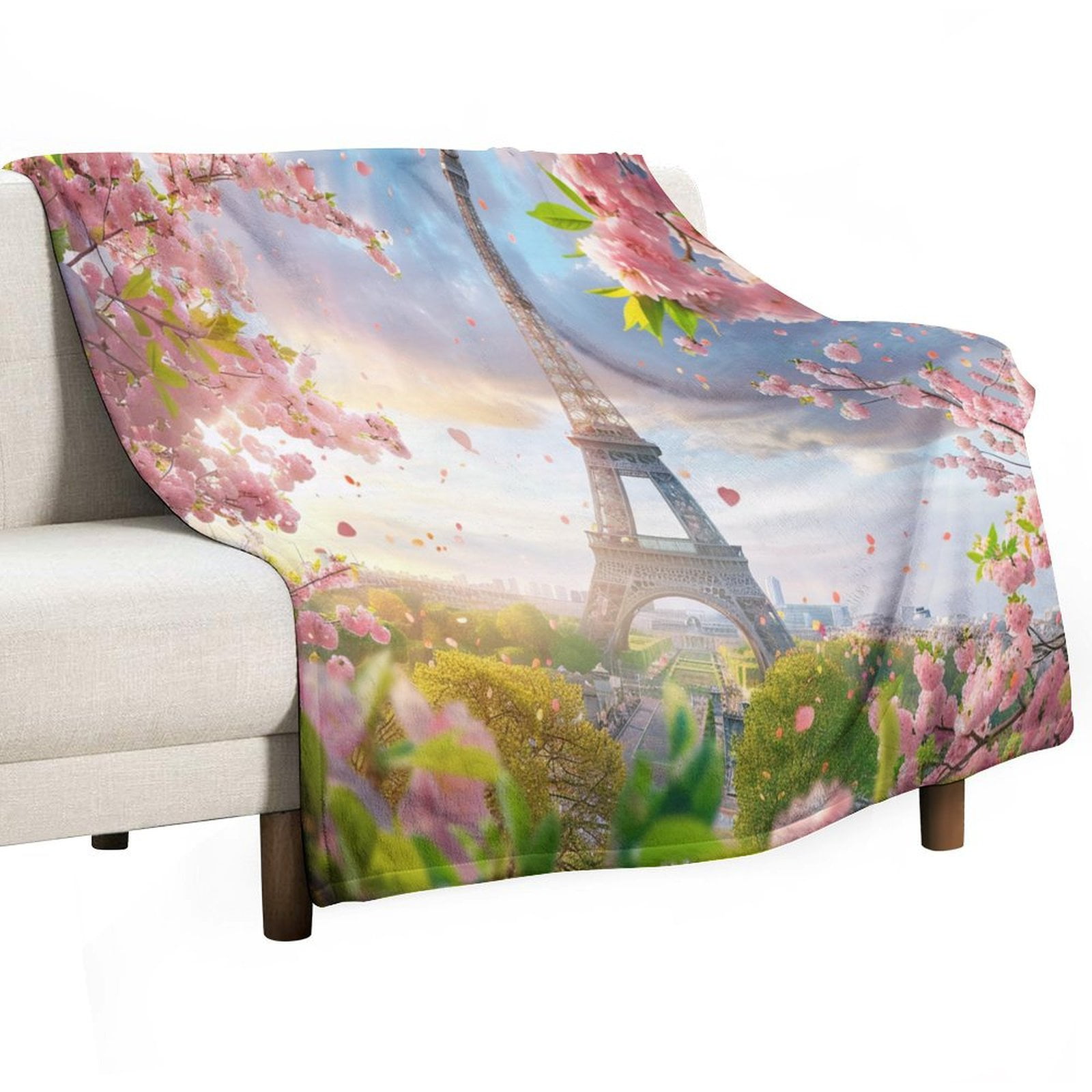 Blossoming Paris Eiffel Tower Blanket for Bed Throw Blanket for Women ...