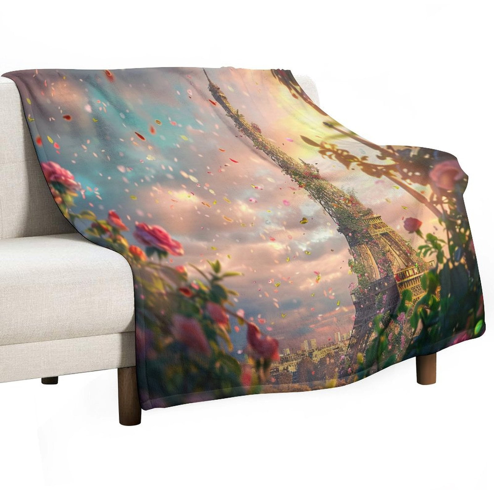 Blossoming Paris Eiffel Tower Blanket for Bed Throw Blanket for Women ...
