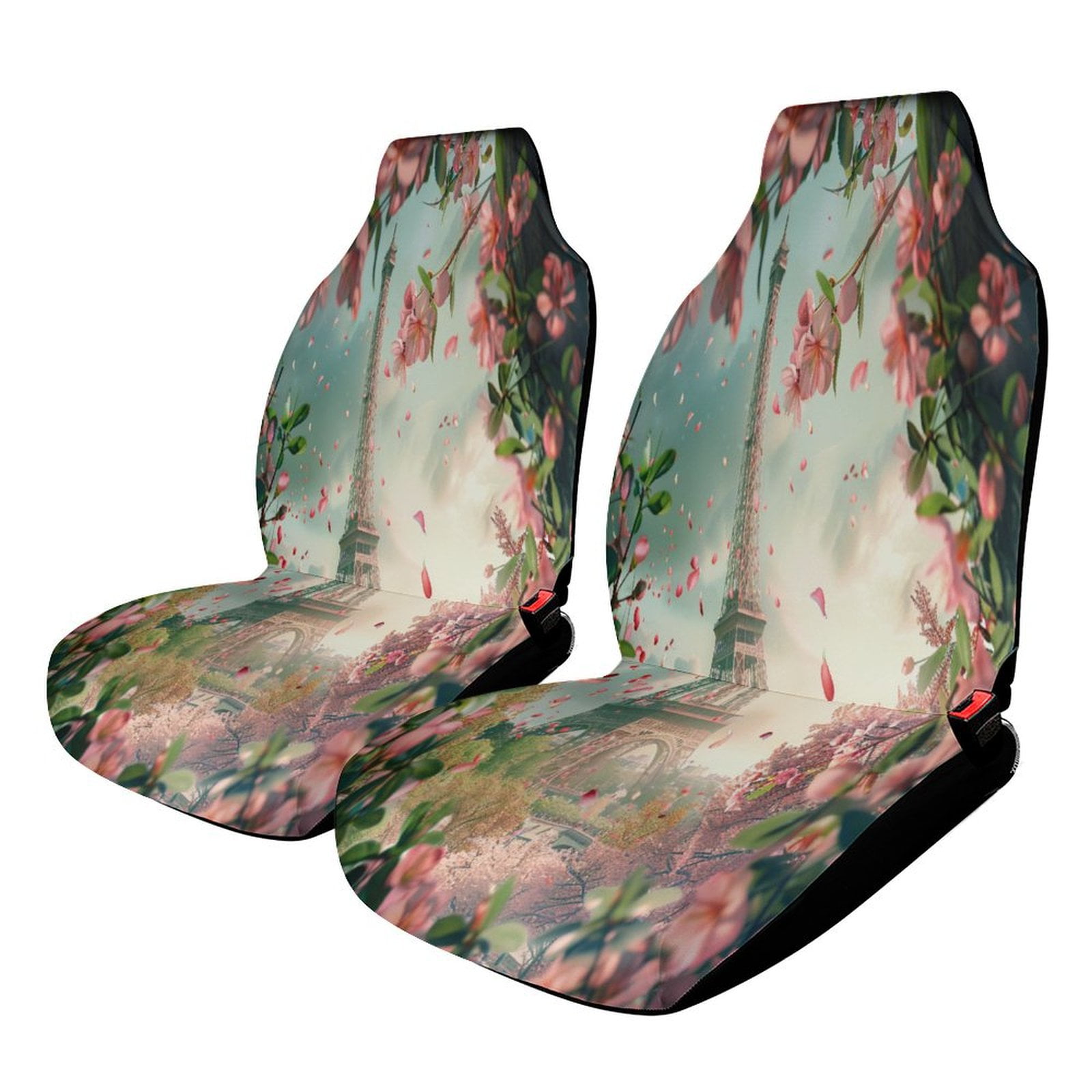 Blossoming Paris Eiffel Tower Car Seat Covers,Universal Auto Front ...