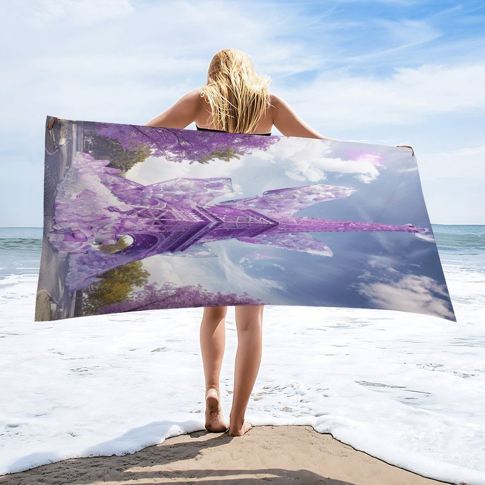 Blossoming Paris Eiffel Tower Oversized Beach Towel XL Pool Camping ...