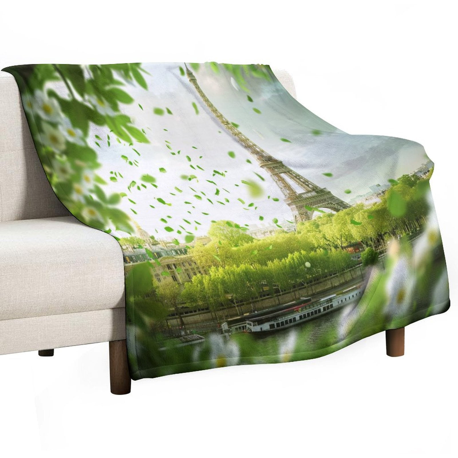 Blossoming Paris Eiffel Tower Print Blanket Warm Throw Blanket Soft ...