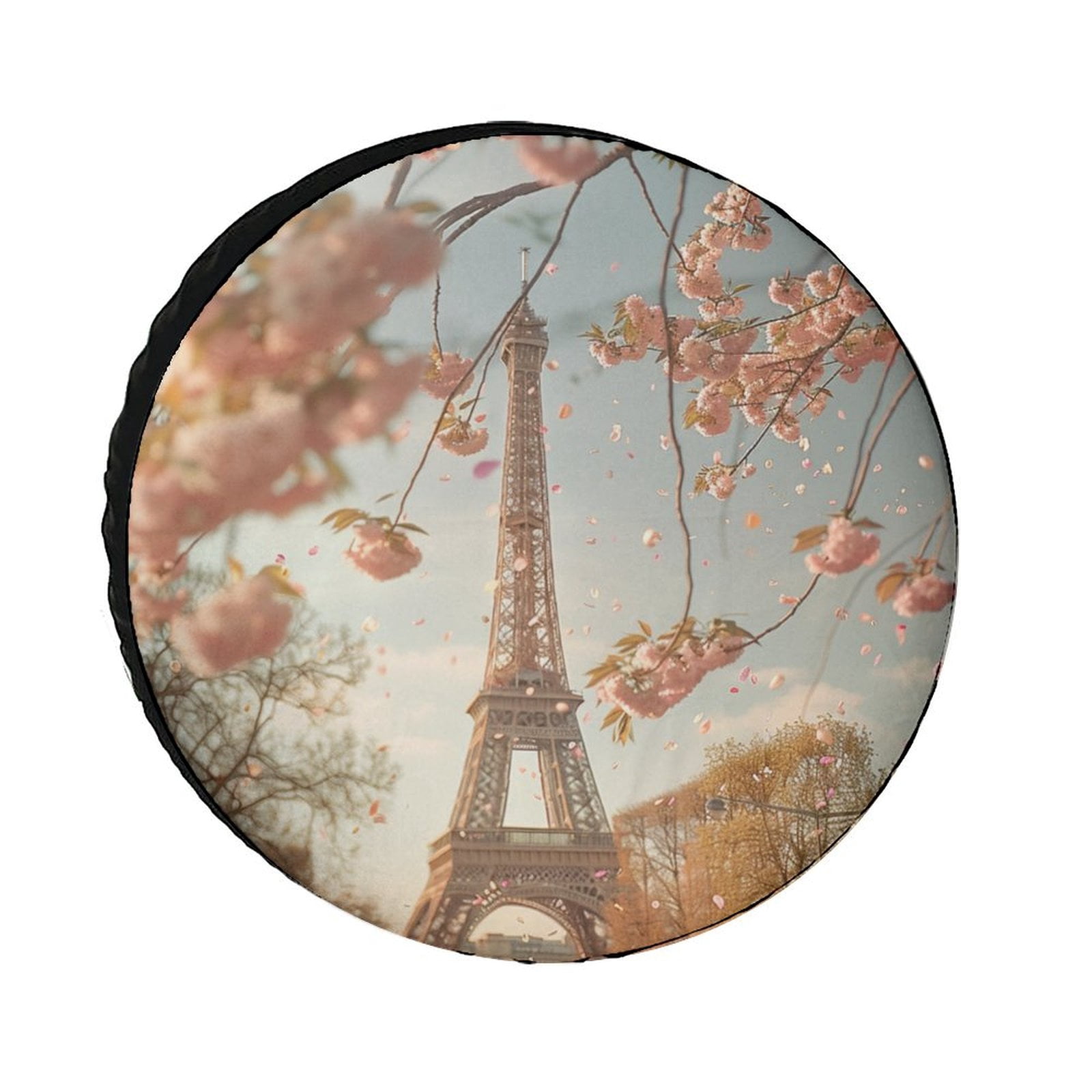 Blossoming Paris Eiffel Tower Spare Tire Cover for Trailer, Waterproof ...