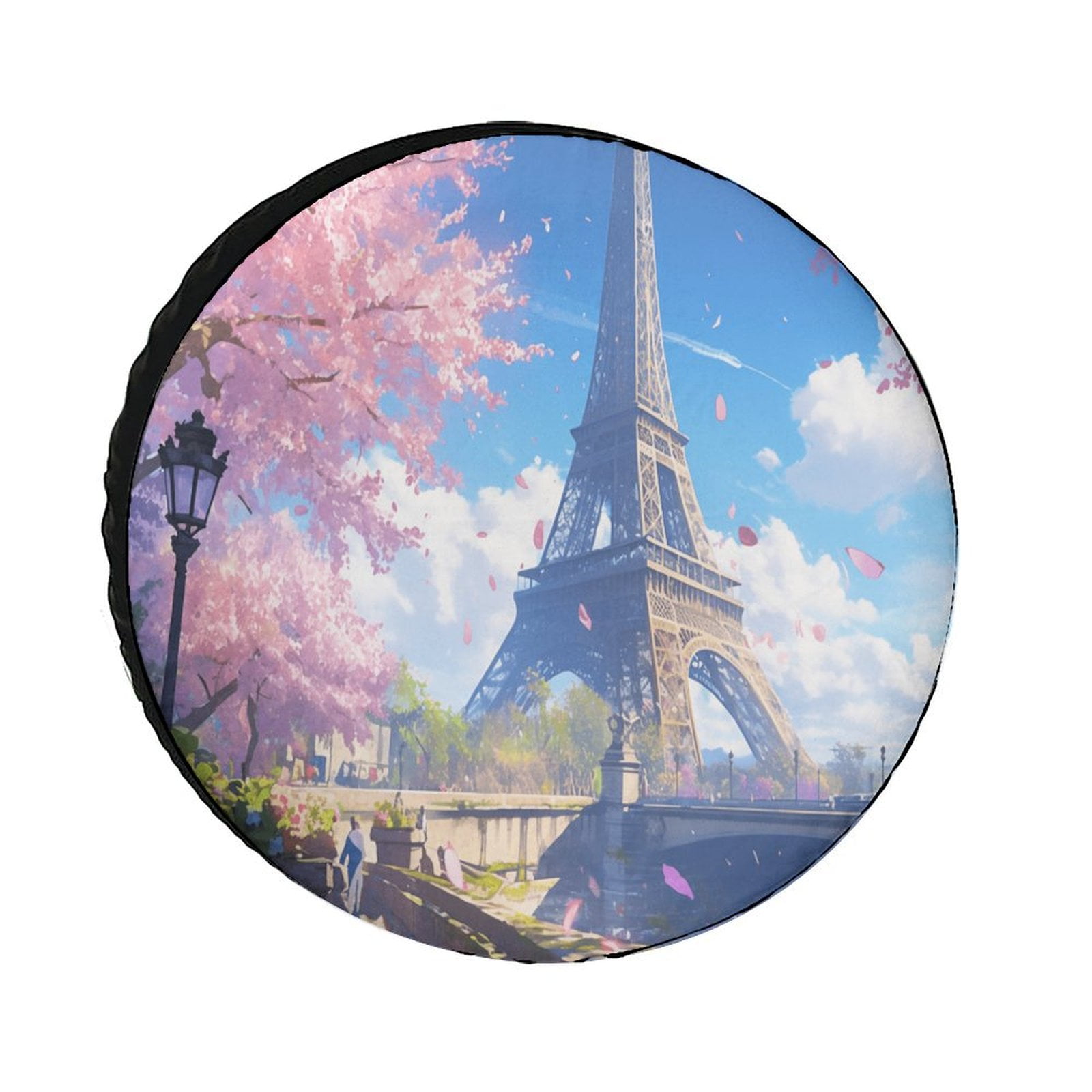 Blossoming Paris Eiffel Tower Spare Tire Cover, Universal Wheel Tire ...
