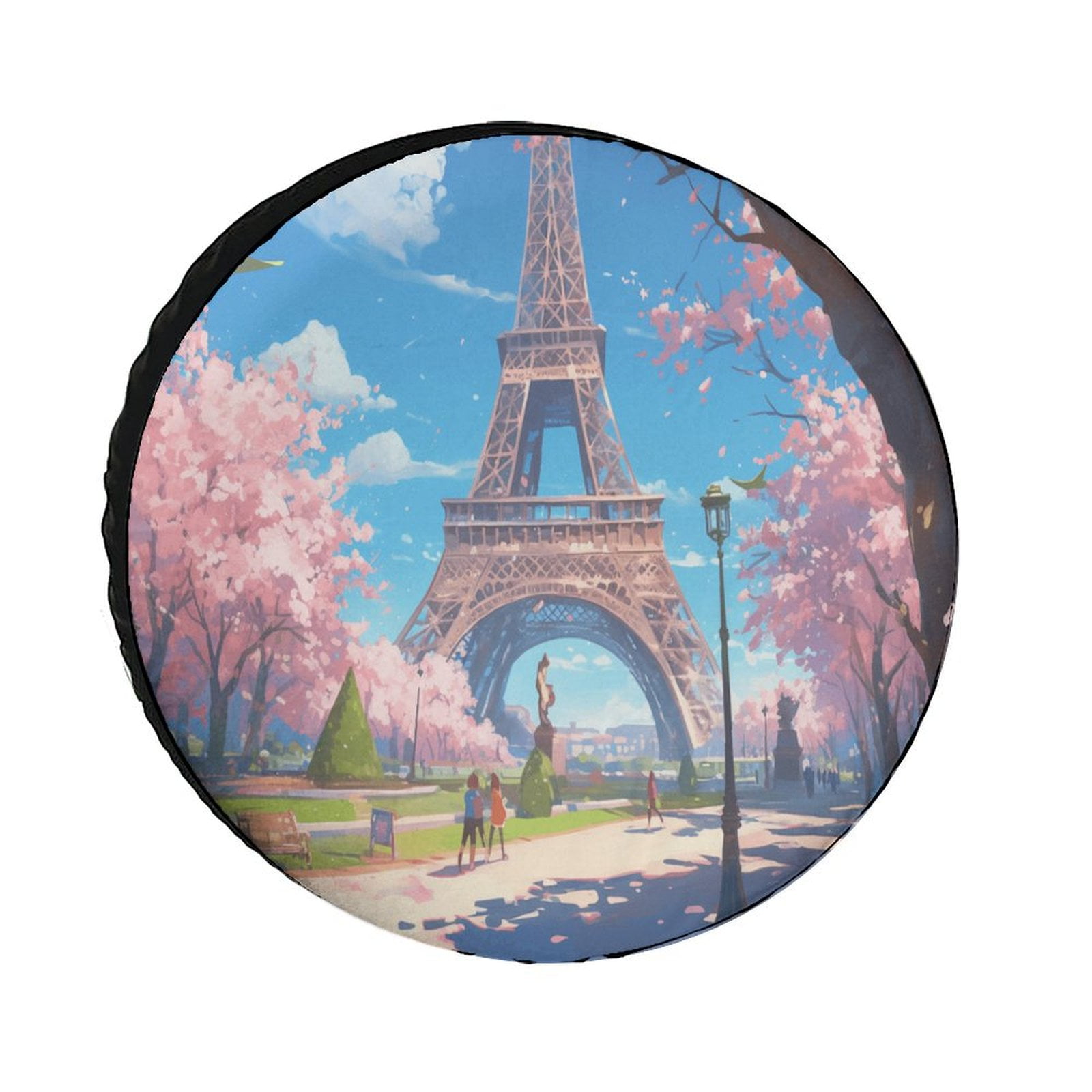 Blossoming Paris Eiffel Tower Spare Tire Cover,Universal Wheel Tire ...