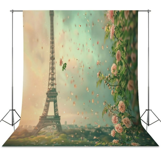 Blossoming Paris Eiffel Tower Spring Backdrop Backdrops for Photography ...